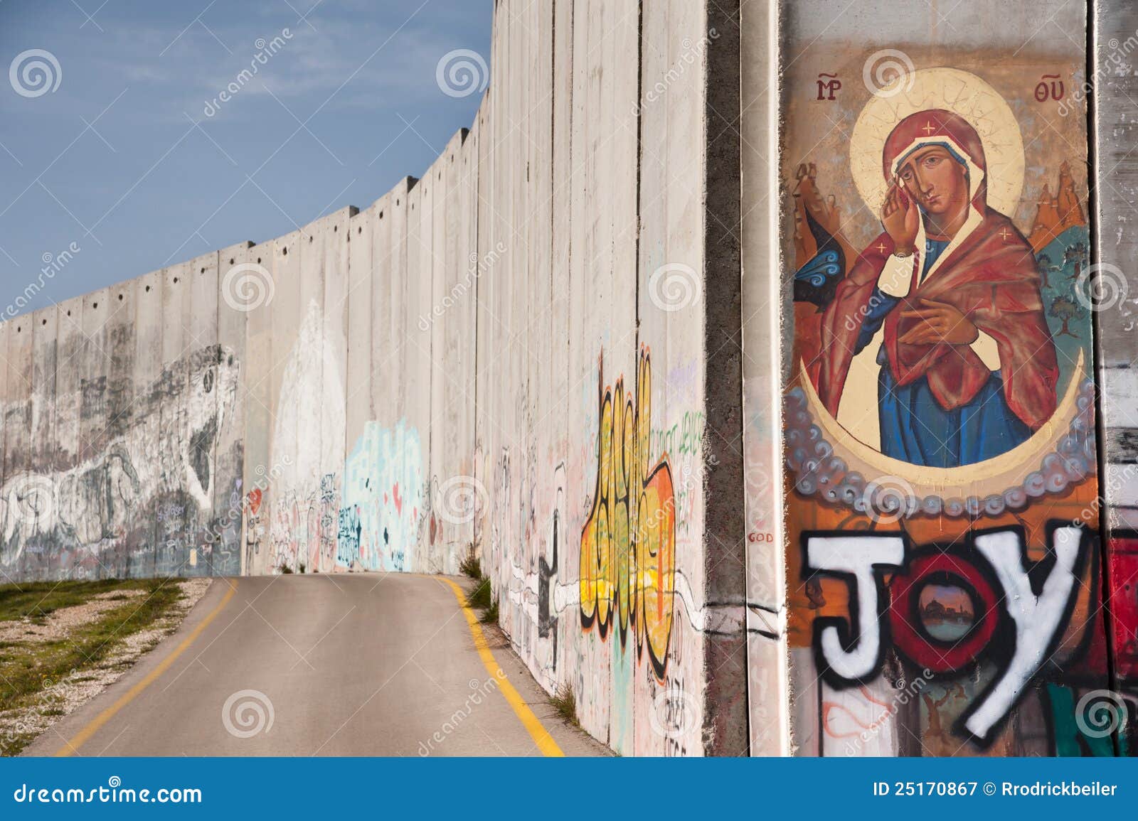 Icon on Israeli Separation Barrier Editorial Photography - Image of ...