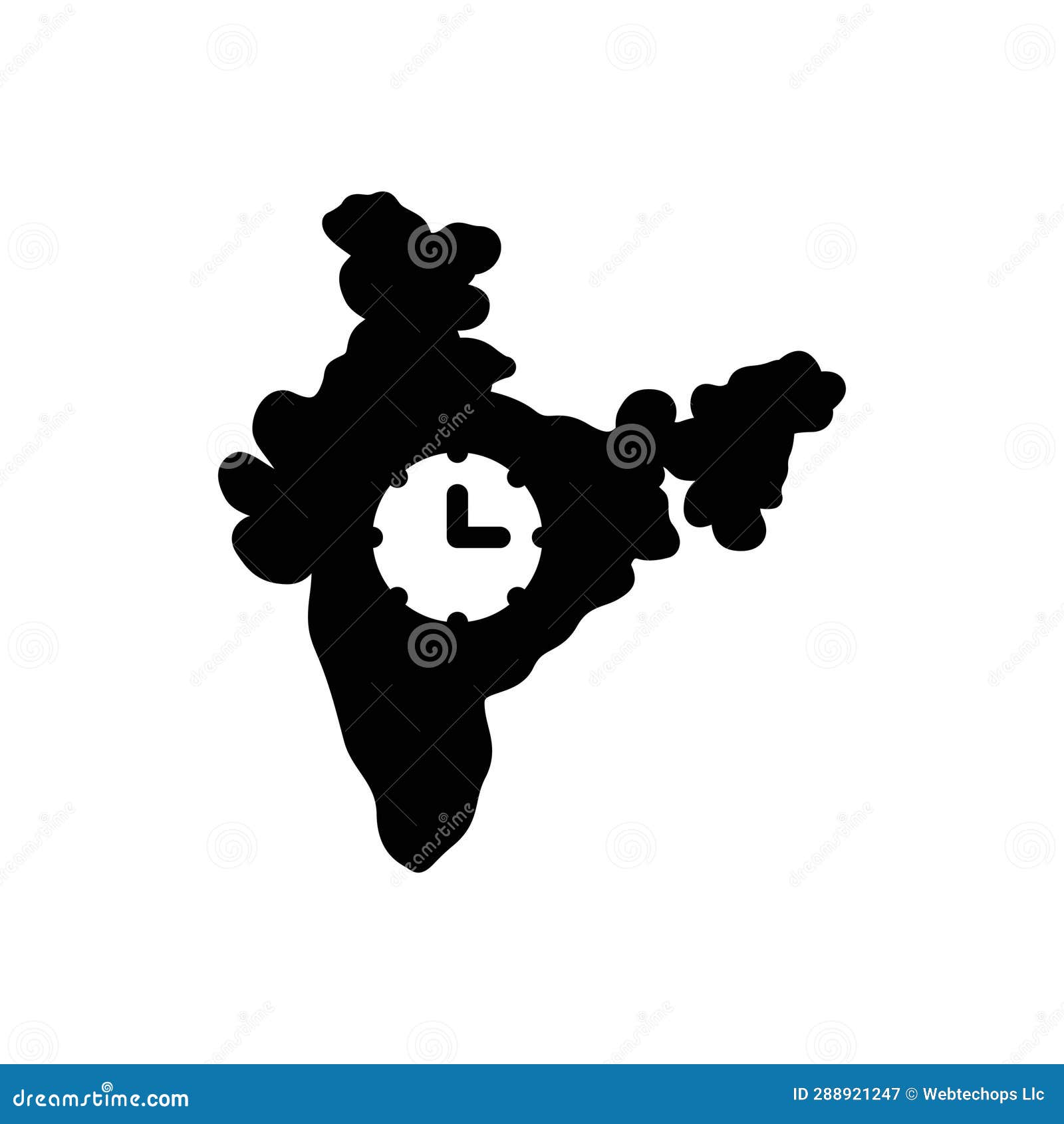 Black Solid Icon for Ist Country, India and Clock Stock Illustration ...