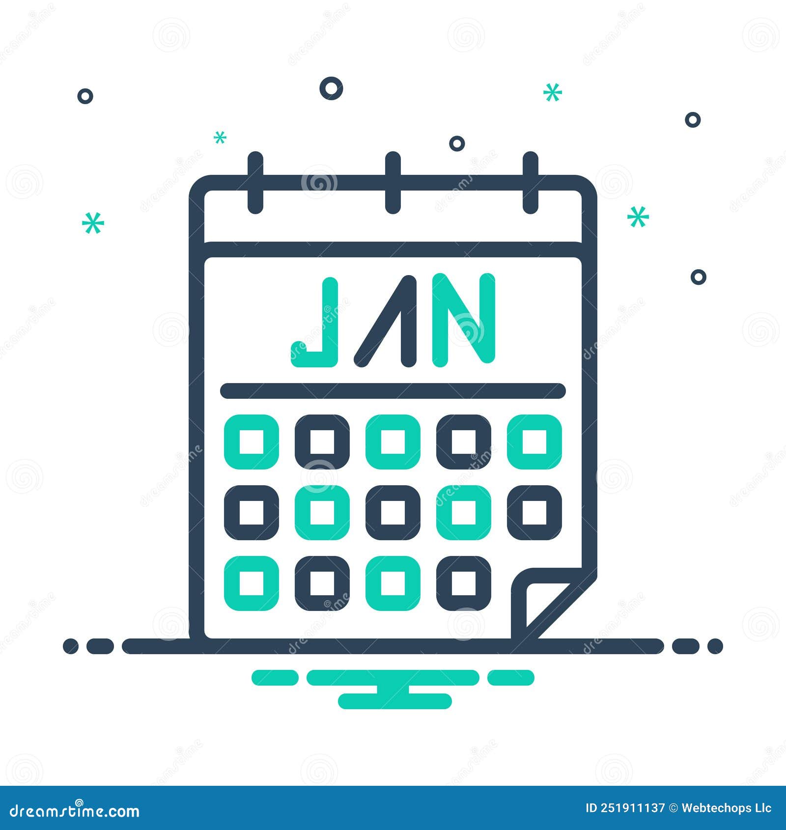Mix Icon for Jan, January and Calender Stock Vector - Illustration of ...
