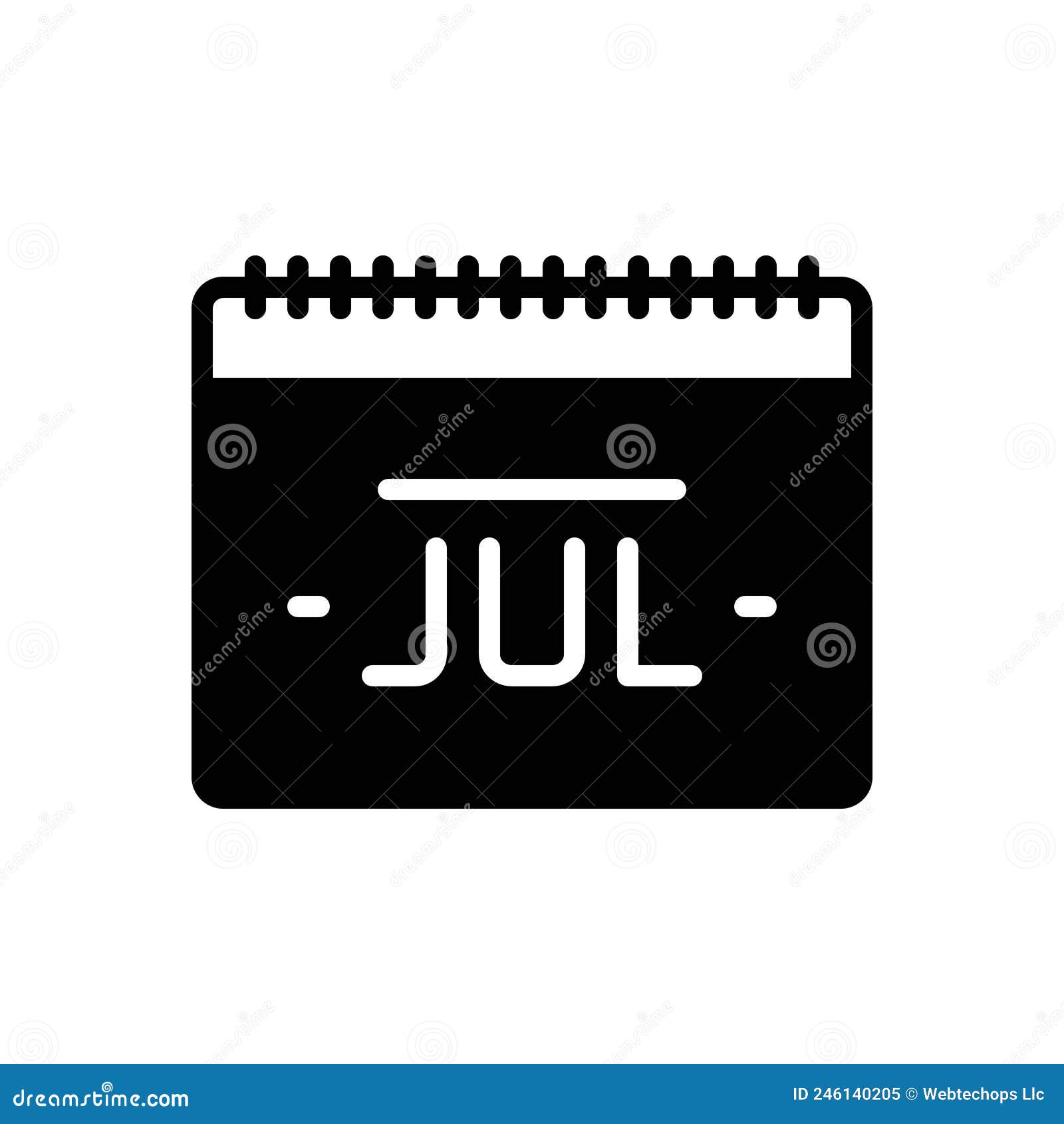 Black Solid Icon for Jul, Calendar and Reminder Stock Vector ...