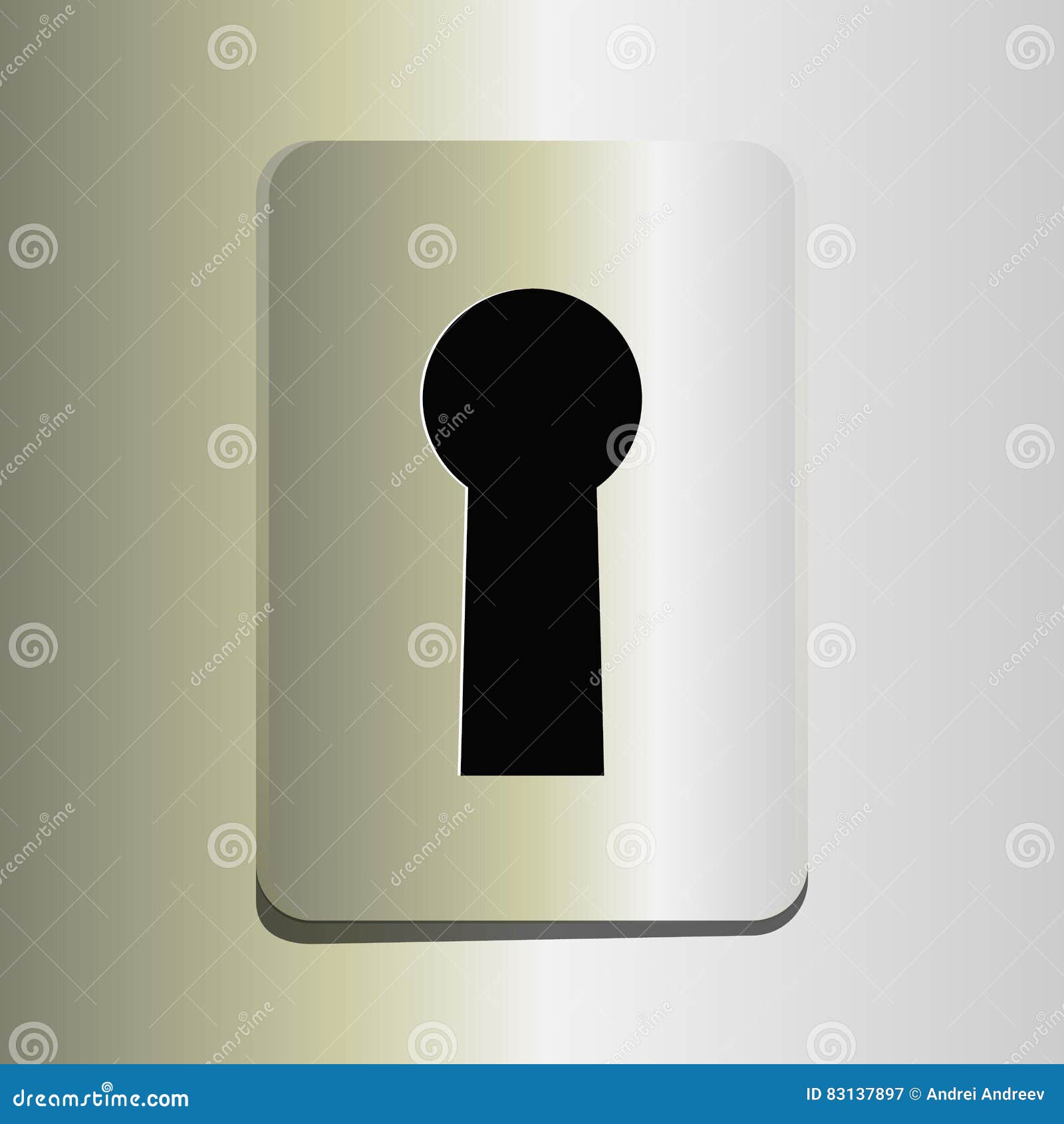 Icon with Keyhole, Blank Button Template Realistic Metal Texture, for ...