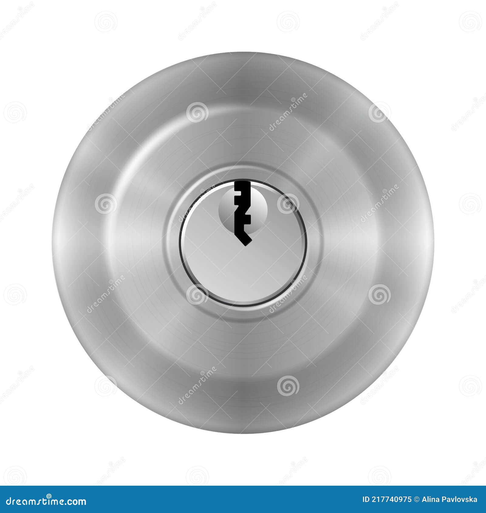 Icon with Keyhole, Realistic Key Hole Button Template with Metal Chrome ...