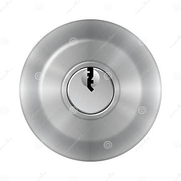 Icon with Keyhole, Realistic Key Hole Button Template with Metal Chrome ...