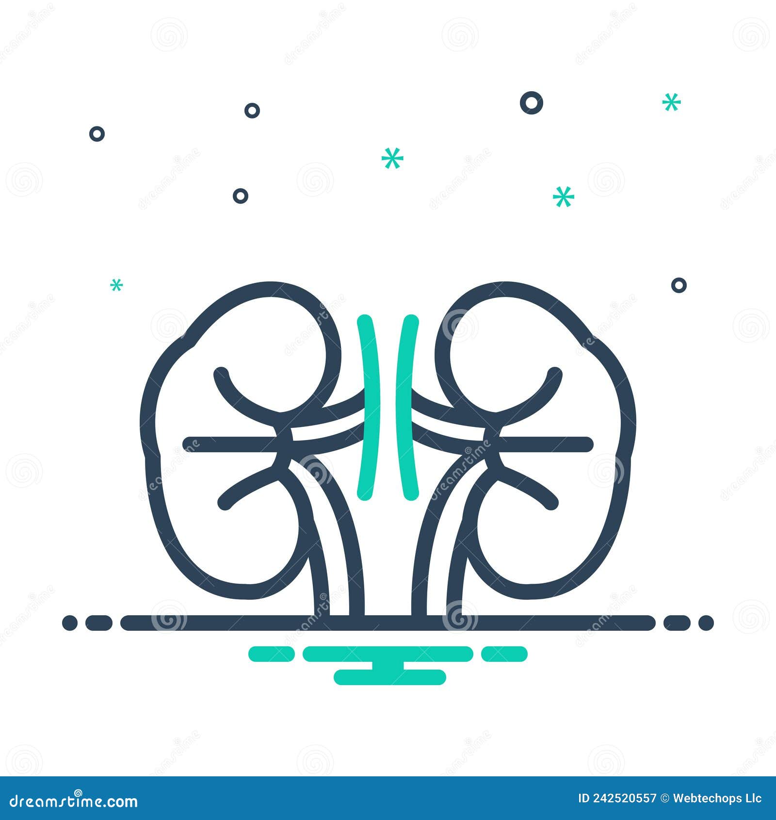 Kidney Renal Flat Realistic Icon. Human Kidney Vector Organ Icon ...