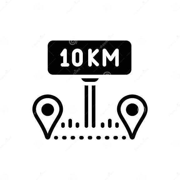 Black Solid Icon for Km, Location and Travel Stock Vector ...