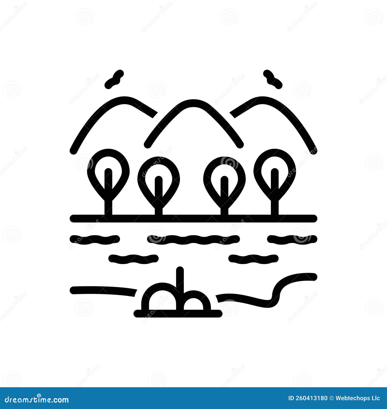 Black Line Icon for Lakes, Loch and Lough Stock Vector - Illustration ...