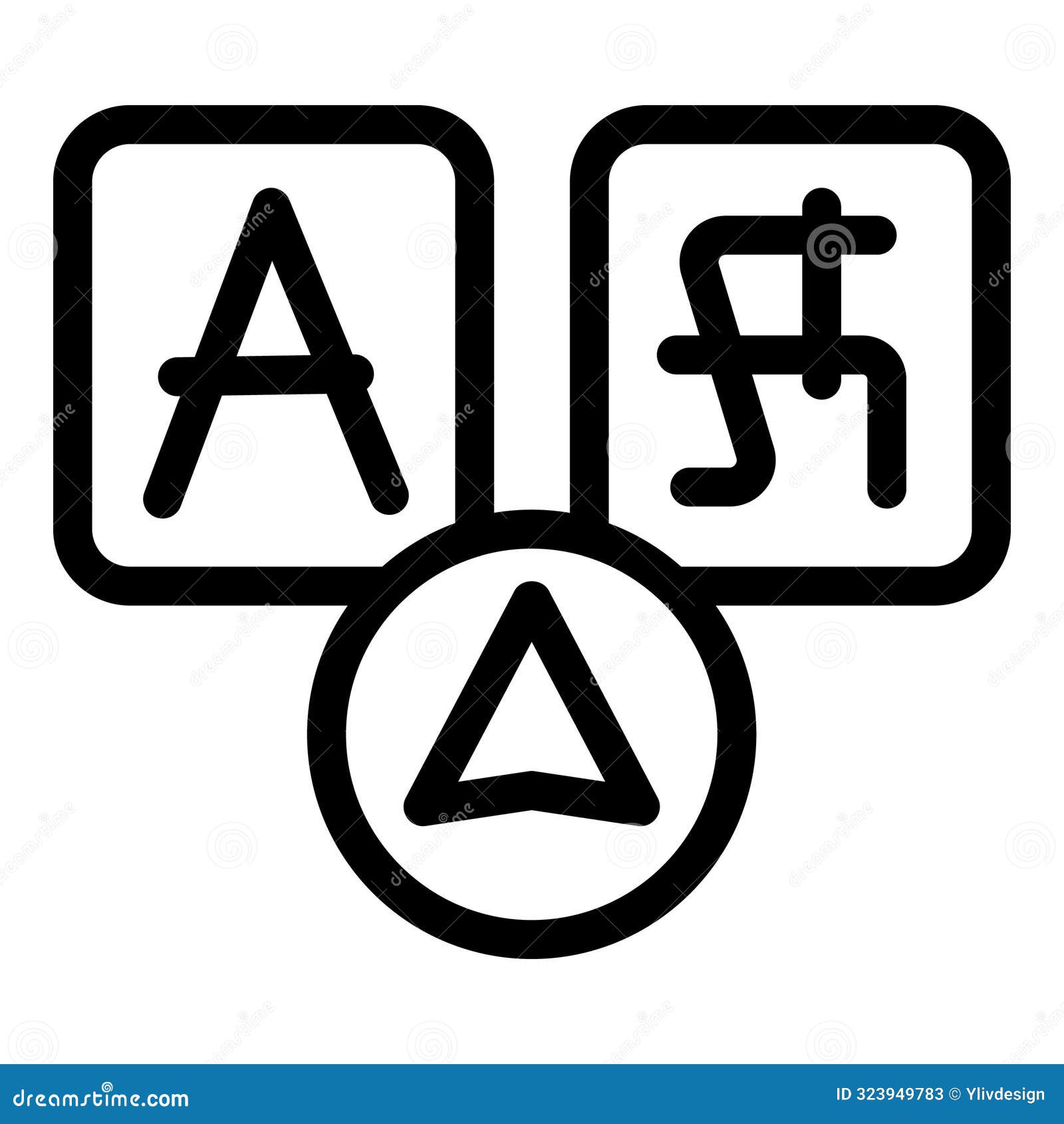 Language Selection Button with Different Alphabets and Up Arrow Stock ...