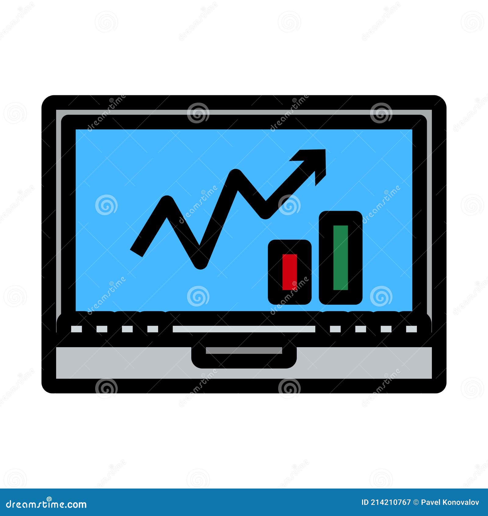 Icon of Laptop with Chart stock vector. Illustration of graphic - 214210767