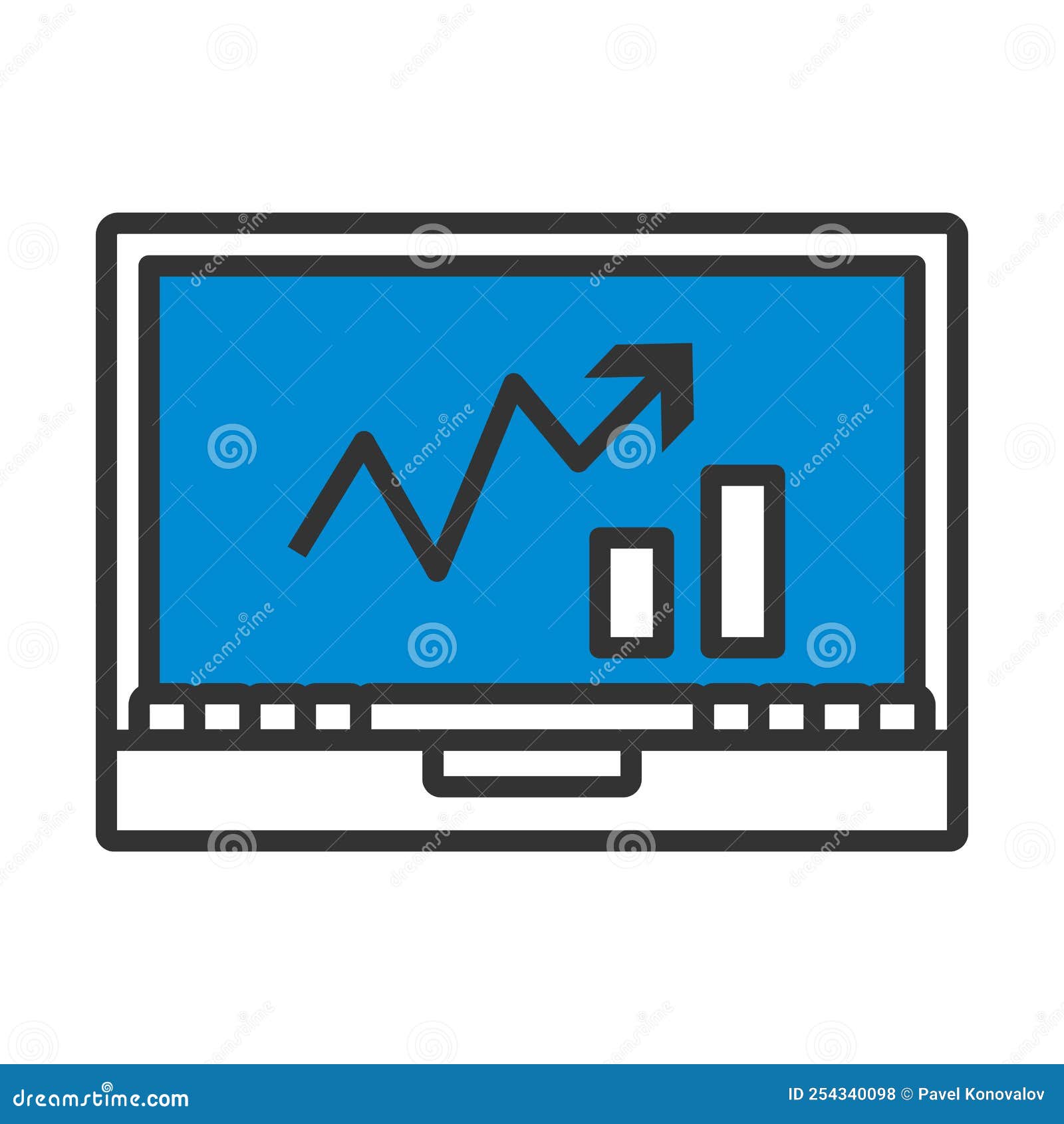 Icon of Laptop with Chart stock vector. Illustration of concept - 254340098
