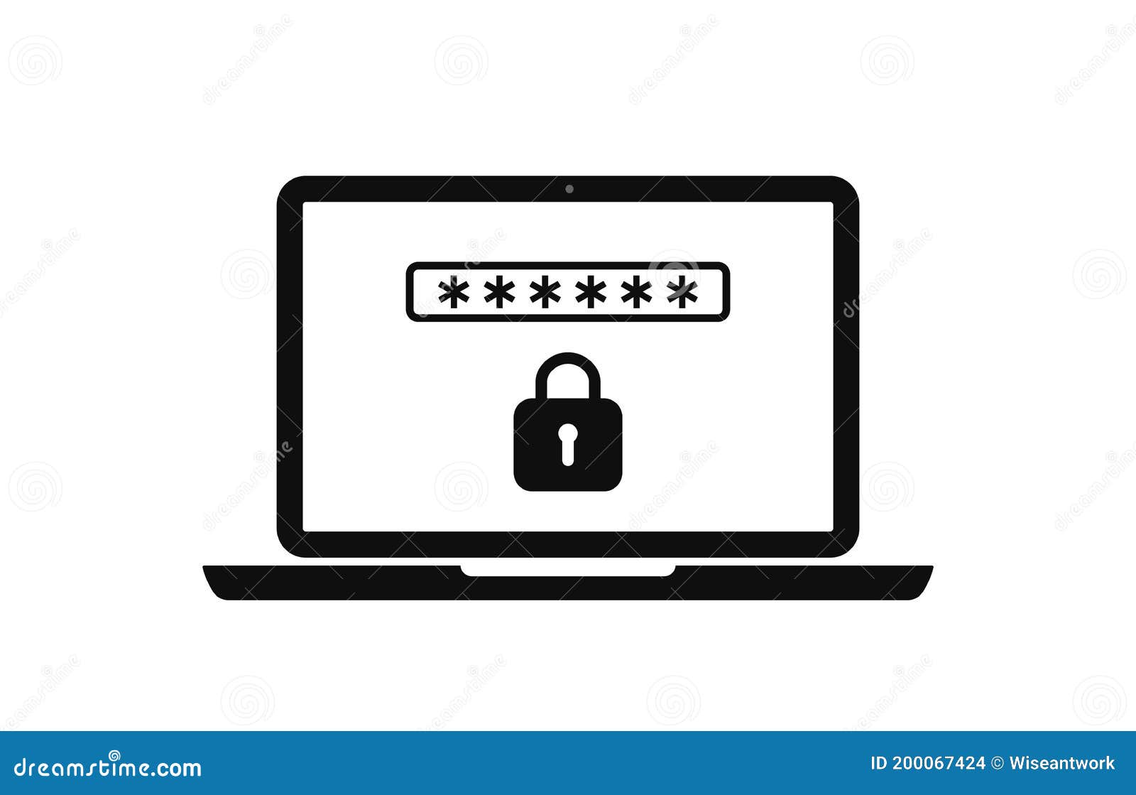 Icon of Laptop with Lock and Password for Safety. Login with Account in ...