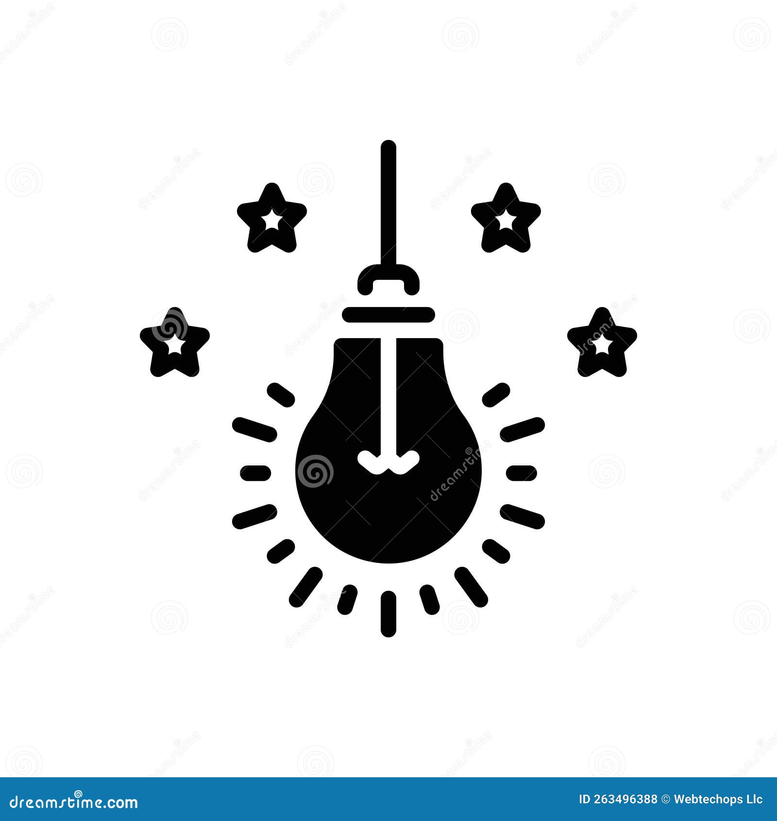 Black Solid Icon for Brightness, Bulb and Star Stock Vector ...