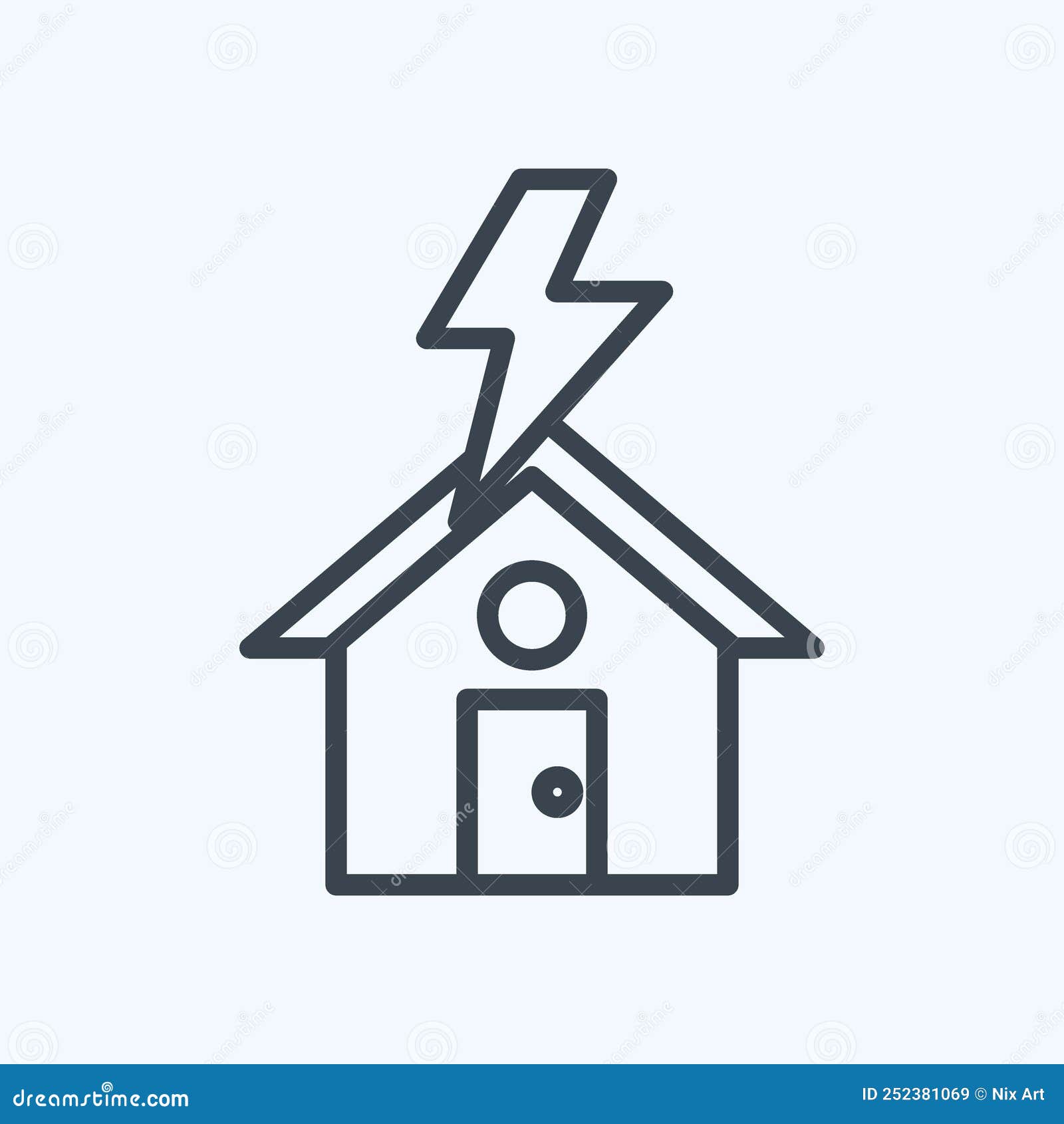 Icon Lightning Striking House. Suitable for Disasters Symbol. Line ...