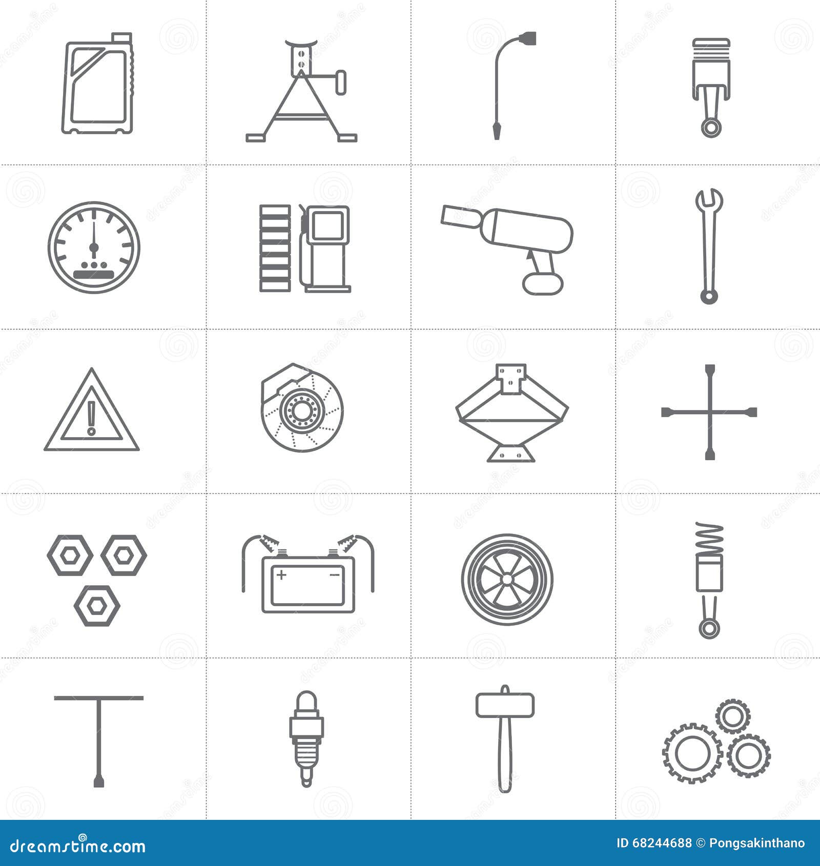 Icon Line Automotive Mechanic Vector Stock Vector - Illustration of ...