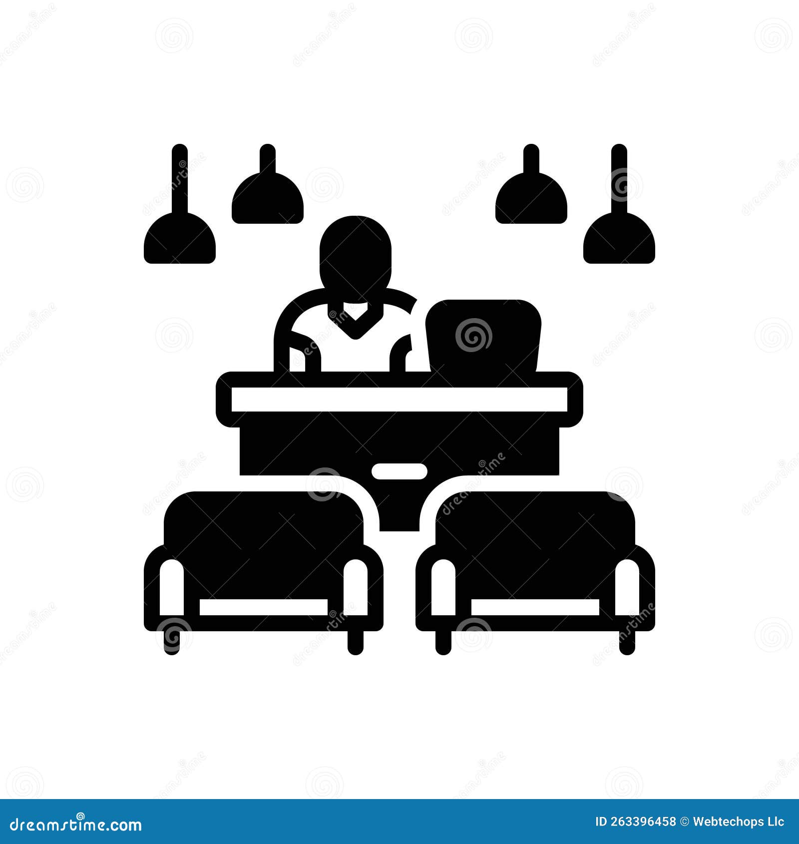 Black Solid Icon for Lobby, Reception and Furniture Stock Vector ...