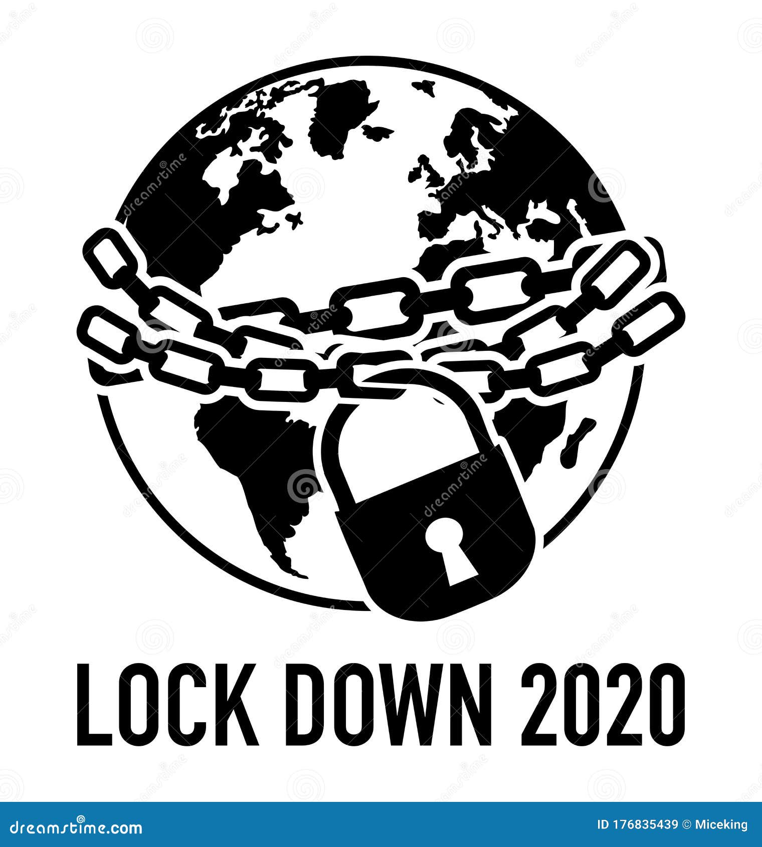 Icon of Locked World, Lock Down 2020 because of Coronavirus Covid-19 ...