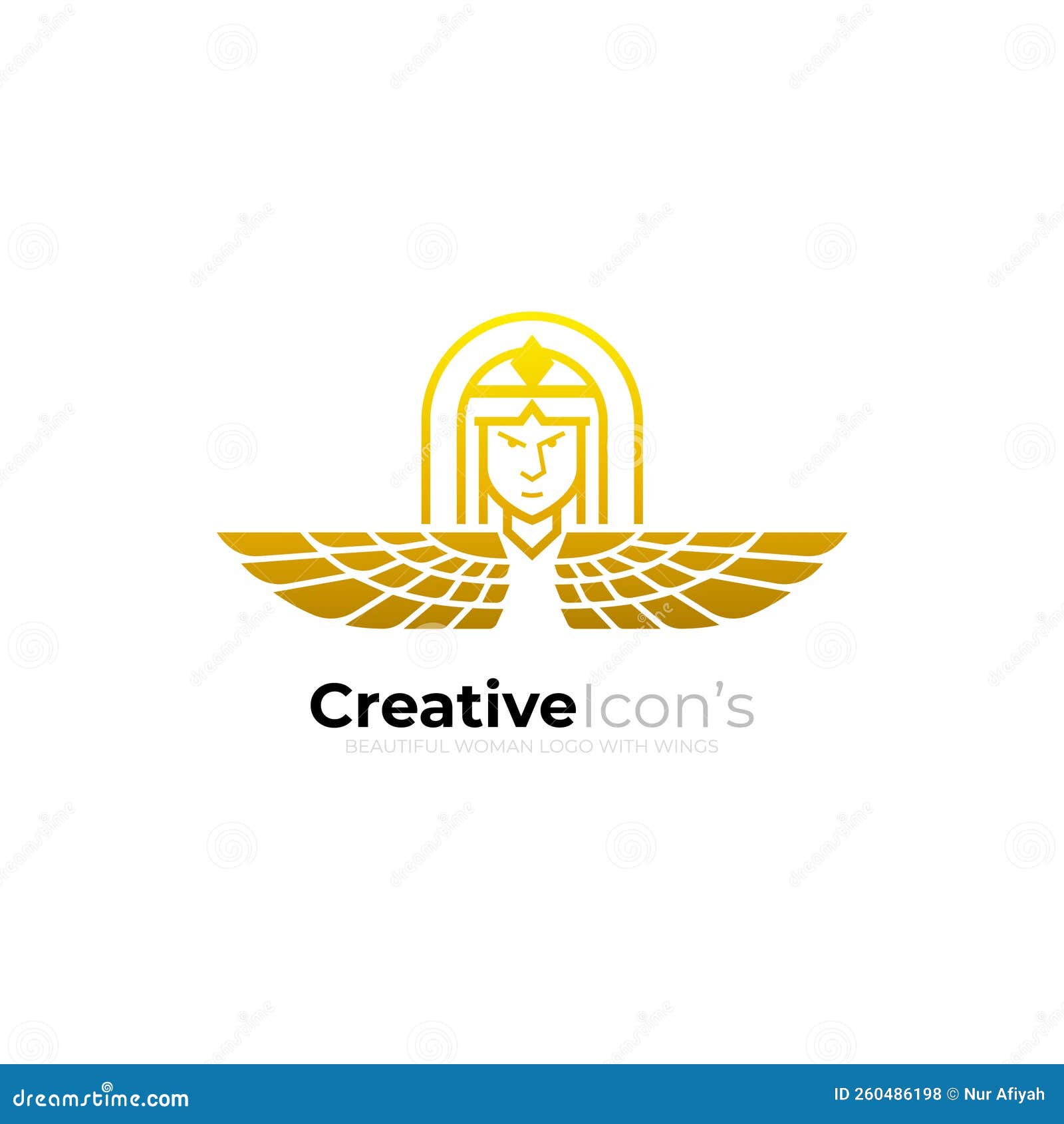 Icon Logo of Cleopatra with Line Art, Queen Logo and Wing Stock Vector ...
