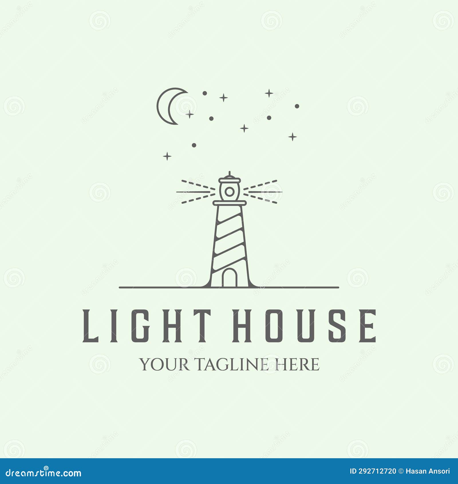 Logo Lighthouse Tower With Sun And Waves Vector Illustration ...
