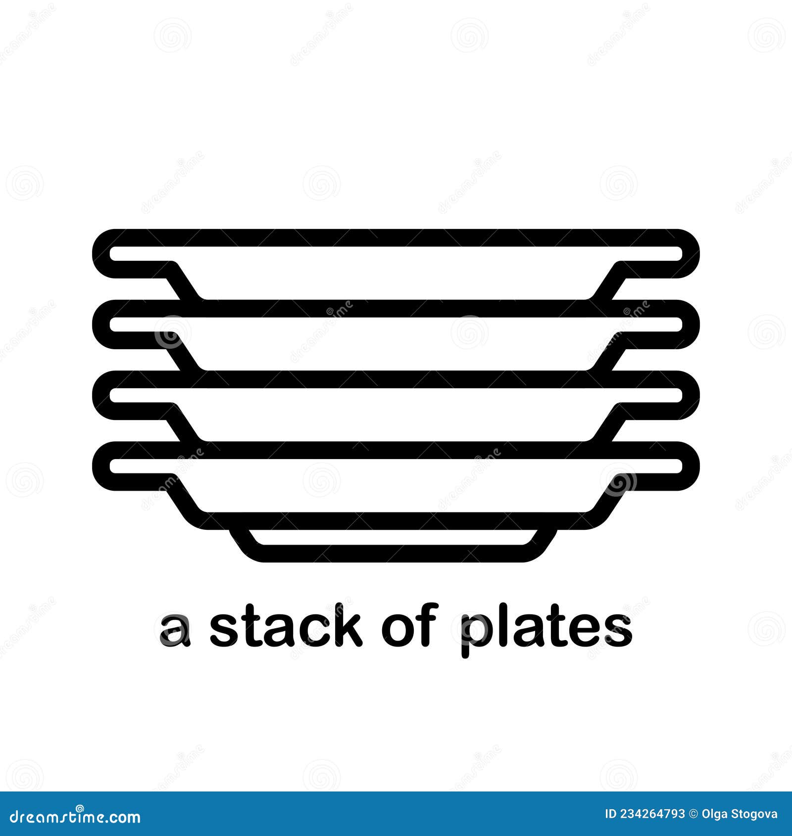 Icon and Logo of a Stack of Clean Plates, Dishes and Kitchen Utensils ...