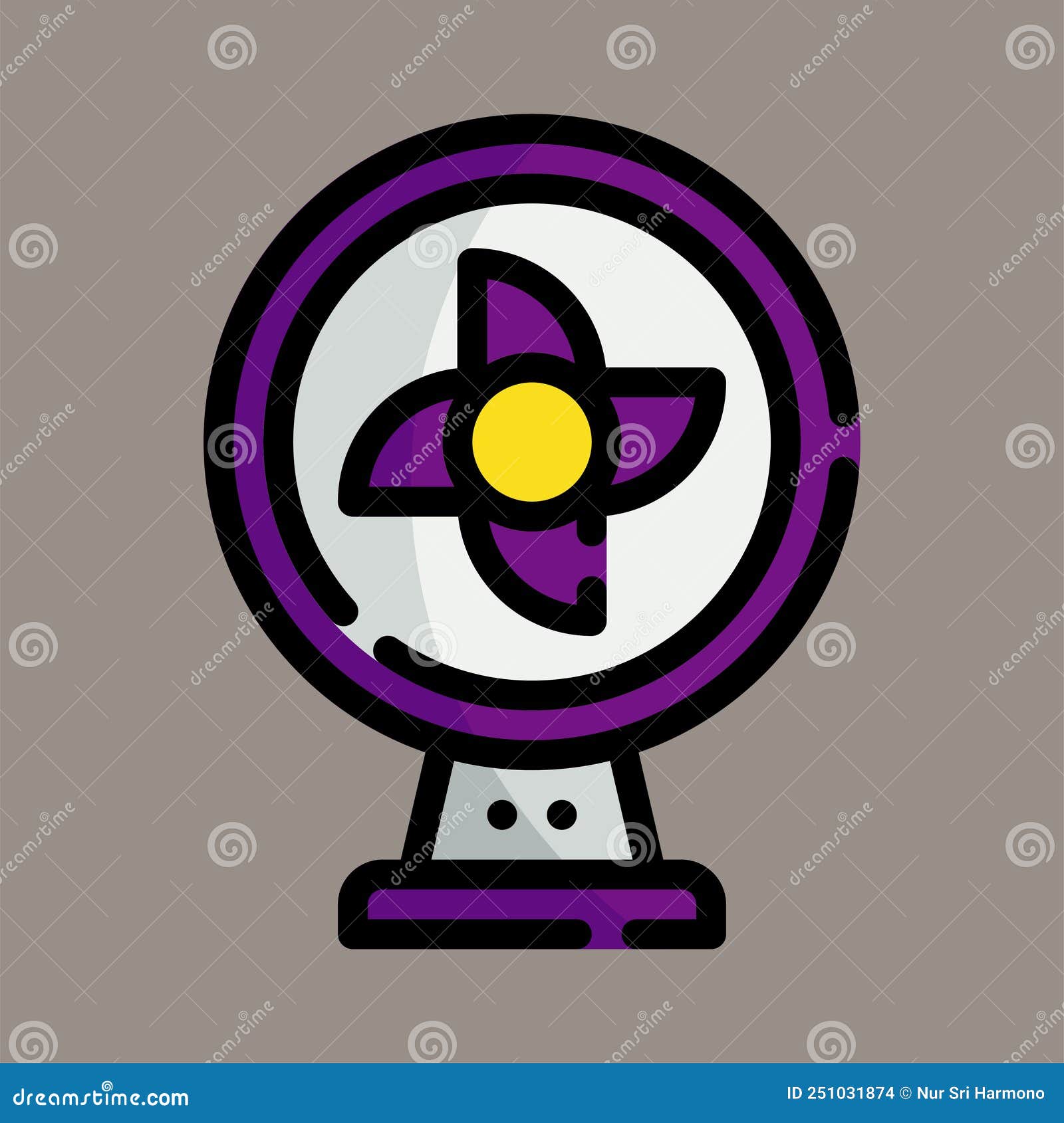 Icon, Logo, Vector Illustration of a Fan Isolated on Gray Background ...