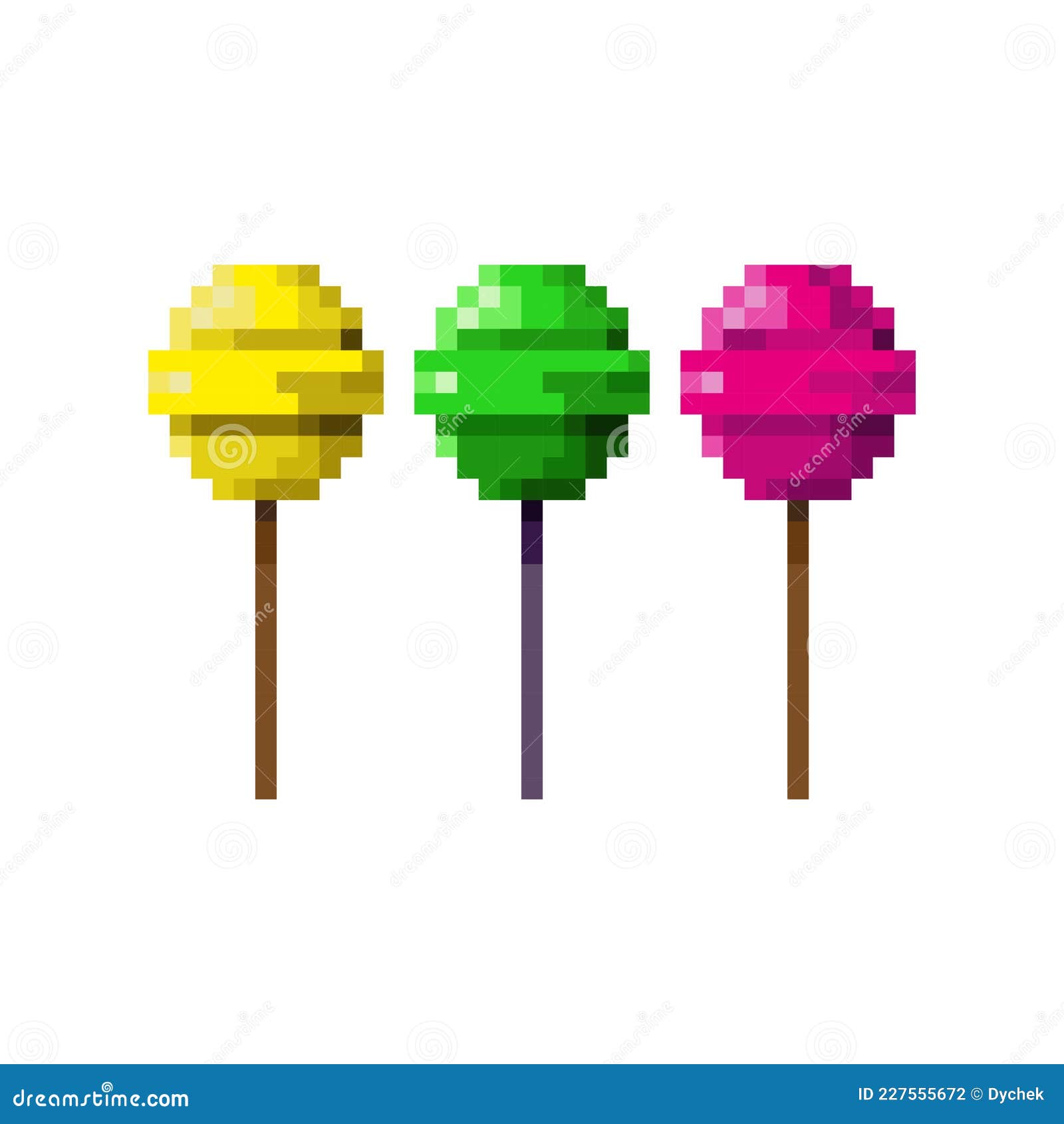 The Icon of a Lollipop on a Stick. Three Lollipops of Different Colors ...