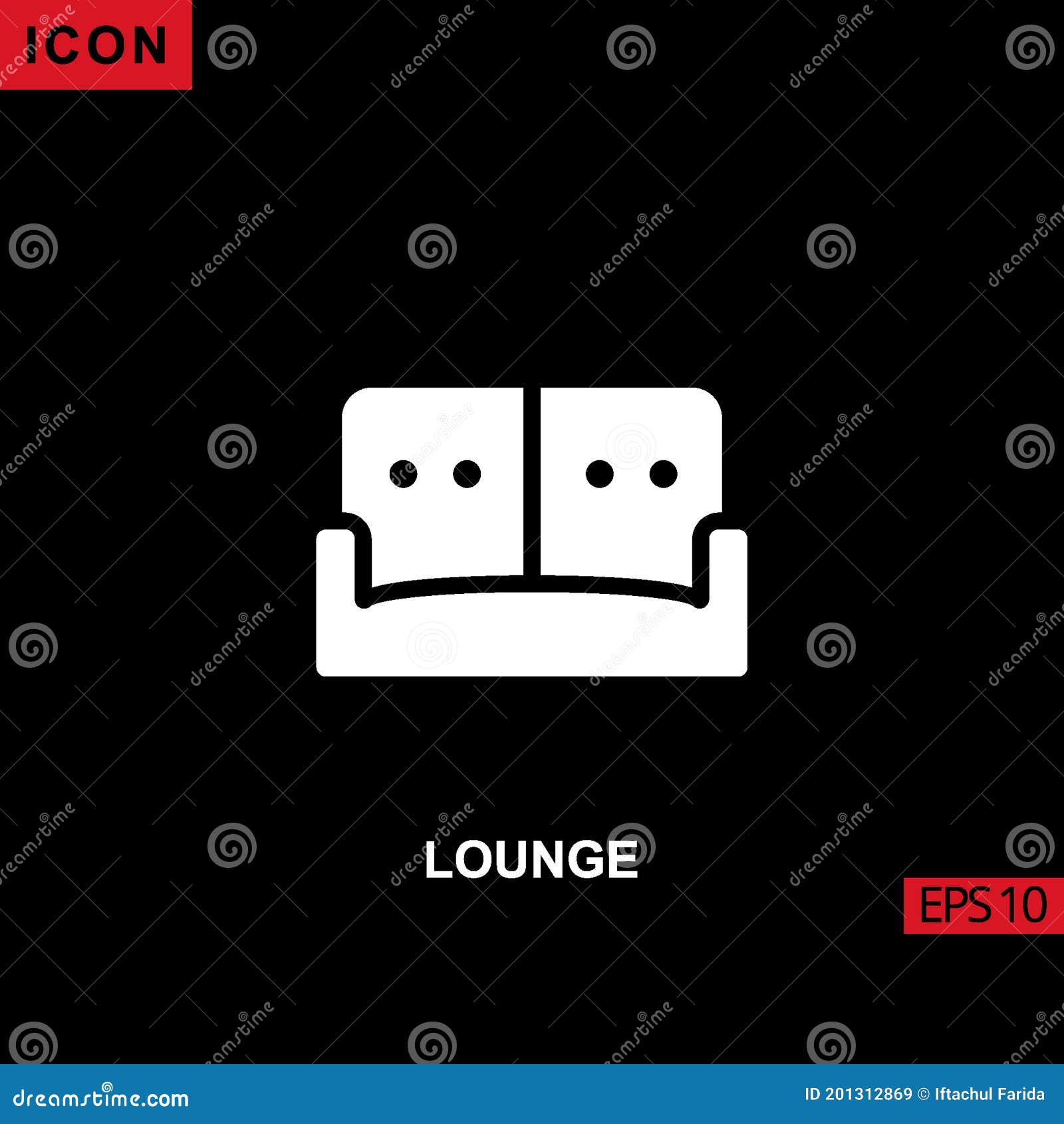 Icon Lounge with Sofa. Flat, Glyph or Filled Vector Icon Symbol Sign ...