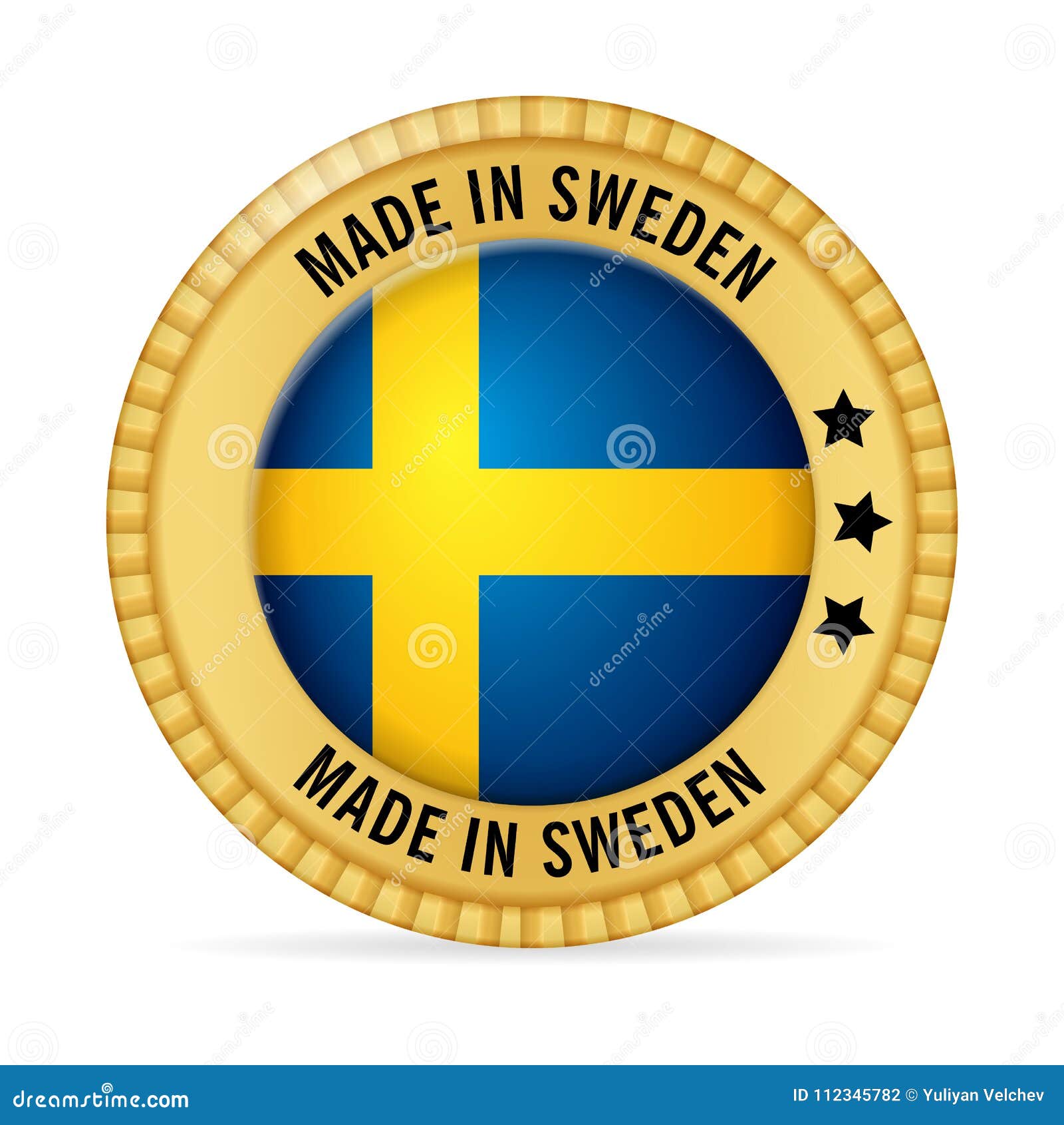 Icon made in Sweden stock vector. Illustration of product - 112345782
