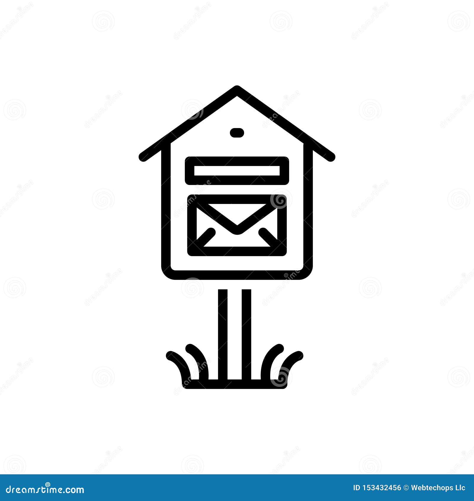 Black Line Icon for Mail Box, Letterbox and Pobox Stock Illustration ...