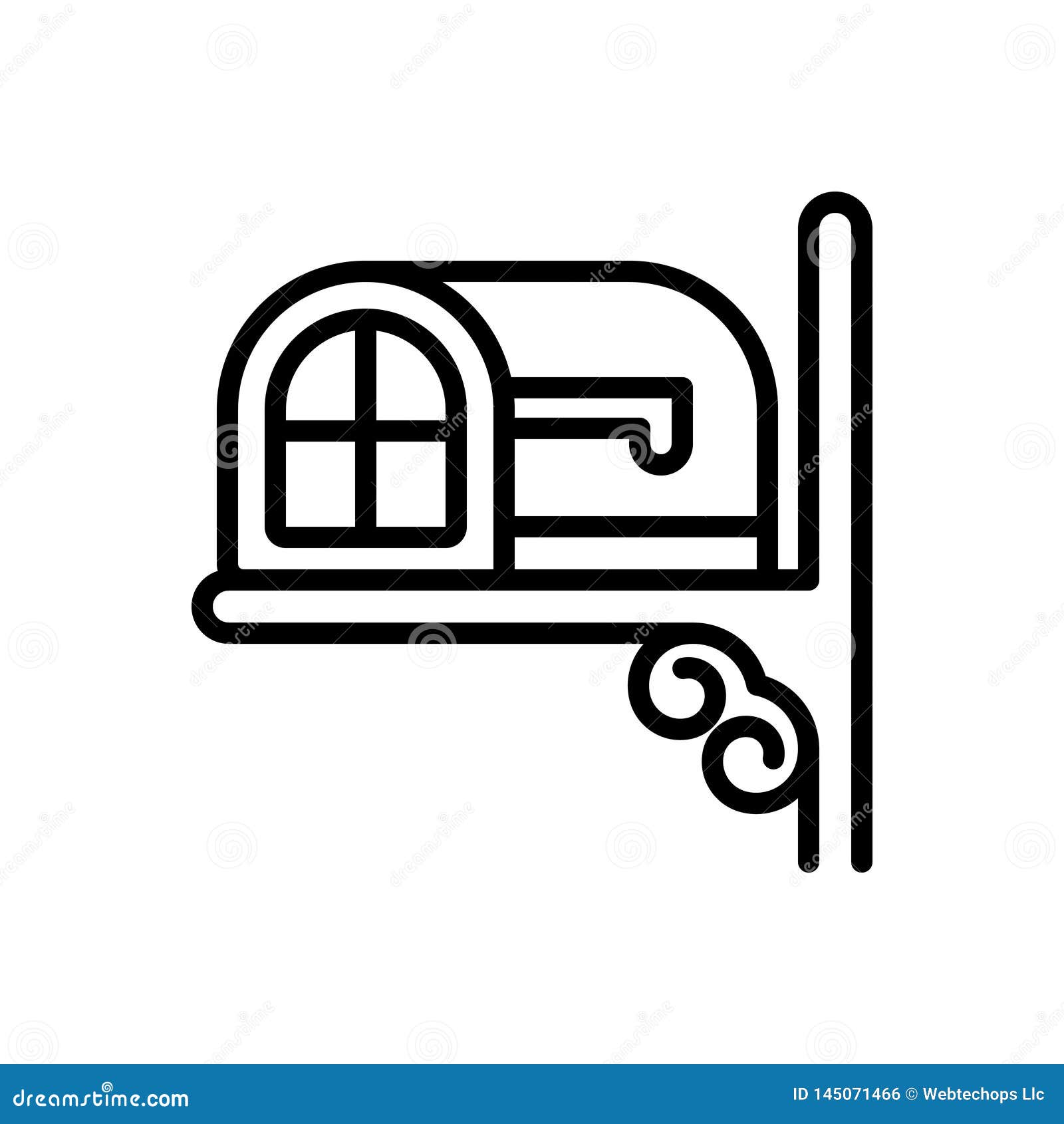 Black Line Icon for Mailbox, Message and Letter Box Stock Vector ...