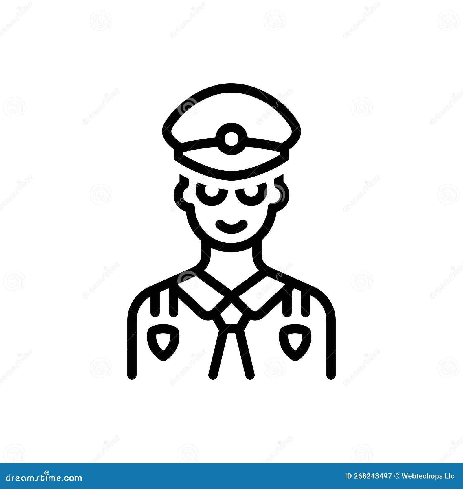 Black Line Icon for Major, Police and Officer Stock Illustration ...