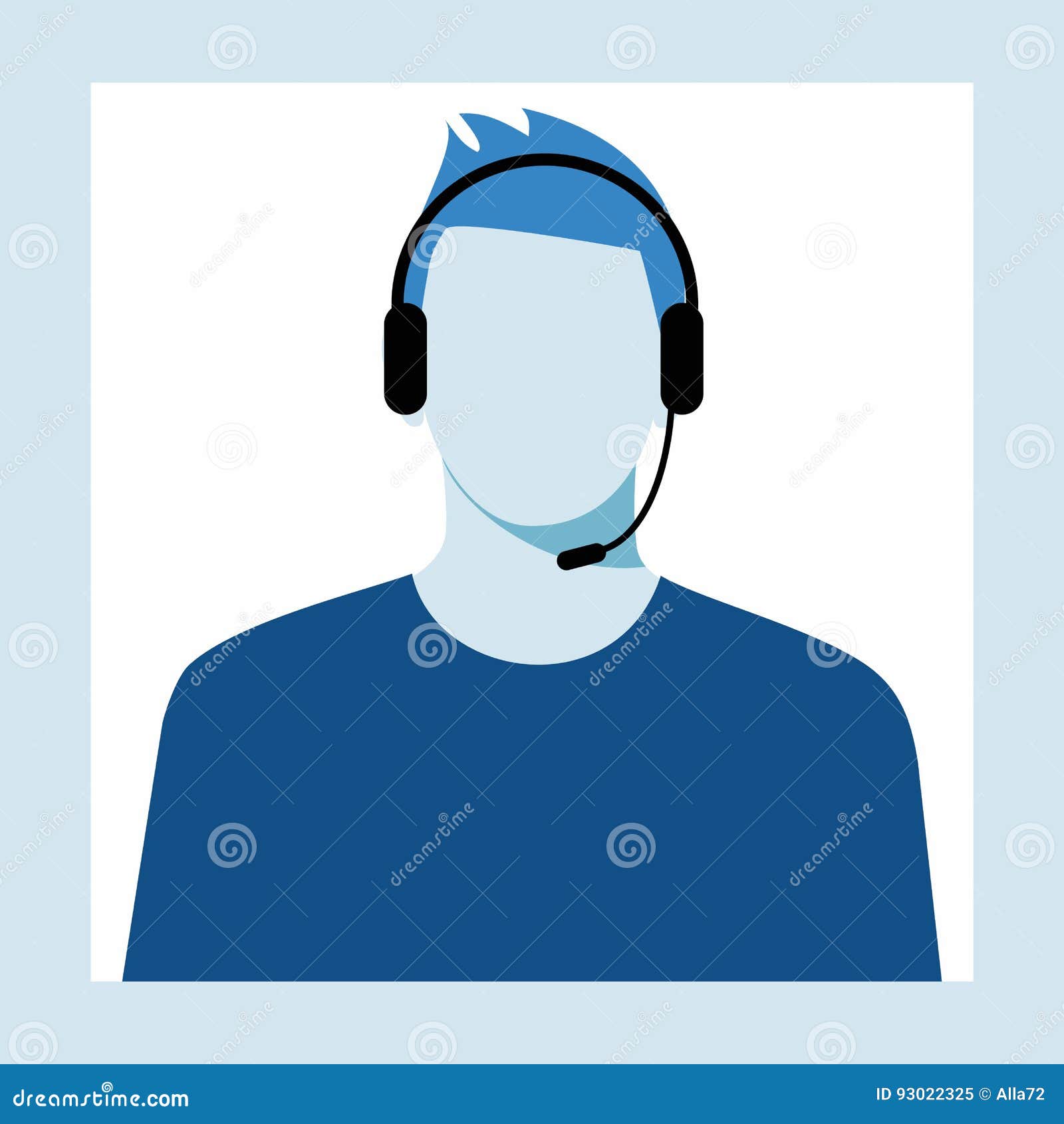 Icon of a Man with a Headset from the Technical Support. Men Avatar for ...