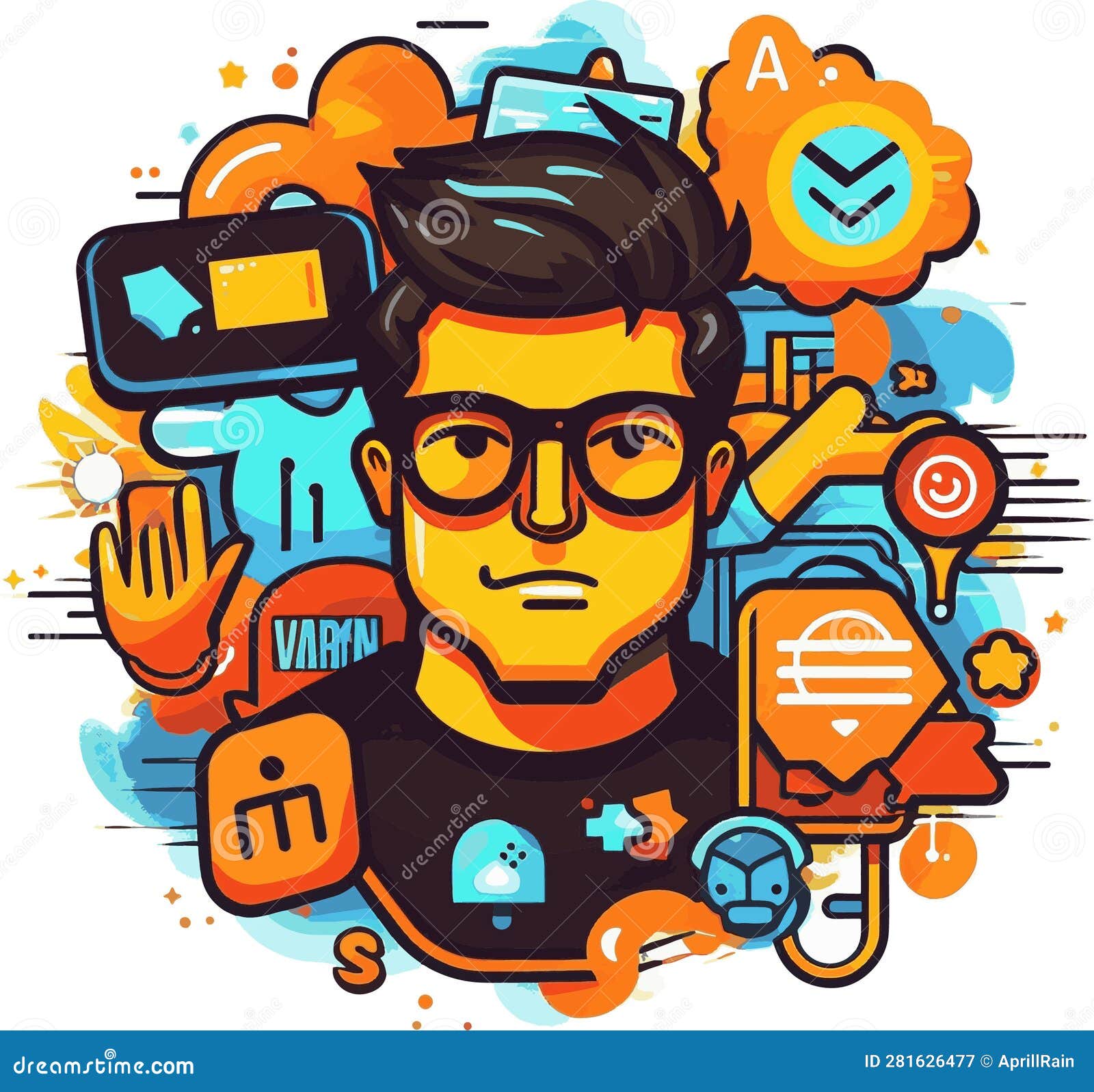 Icon with a Man in the Modern Information World Stock Vector ...