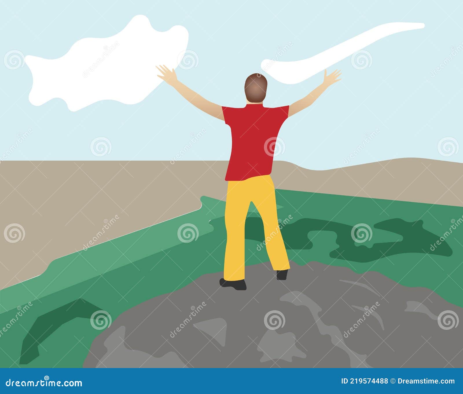 An Icon of a Man in Nature on the Top of a Mountain. Stock Vector ...