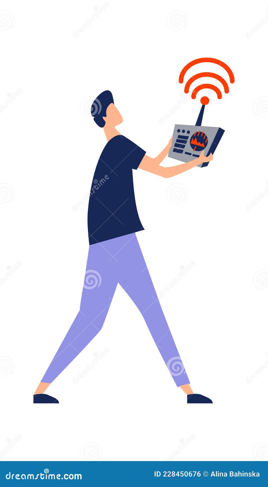 Icon of a Man with a Remote Control in His Hands Stock Vector ...