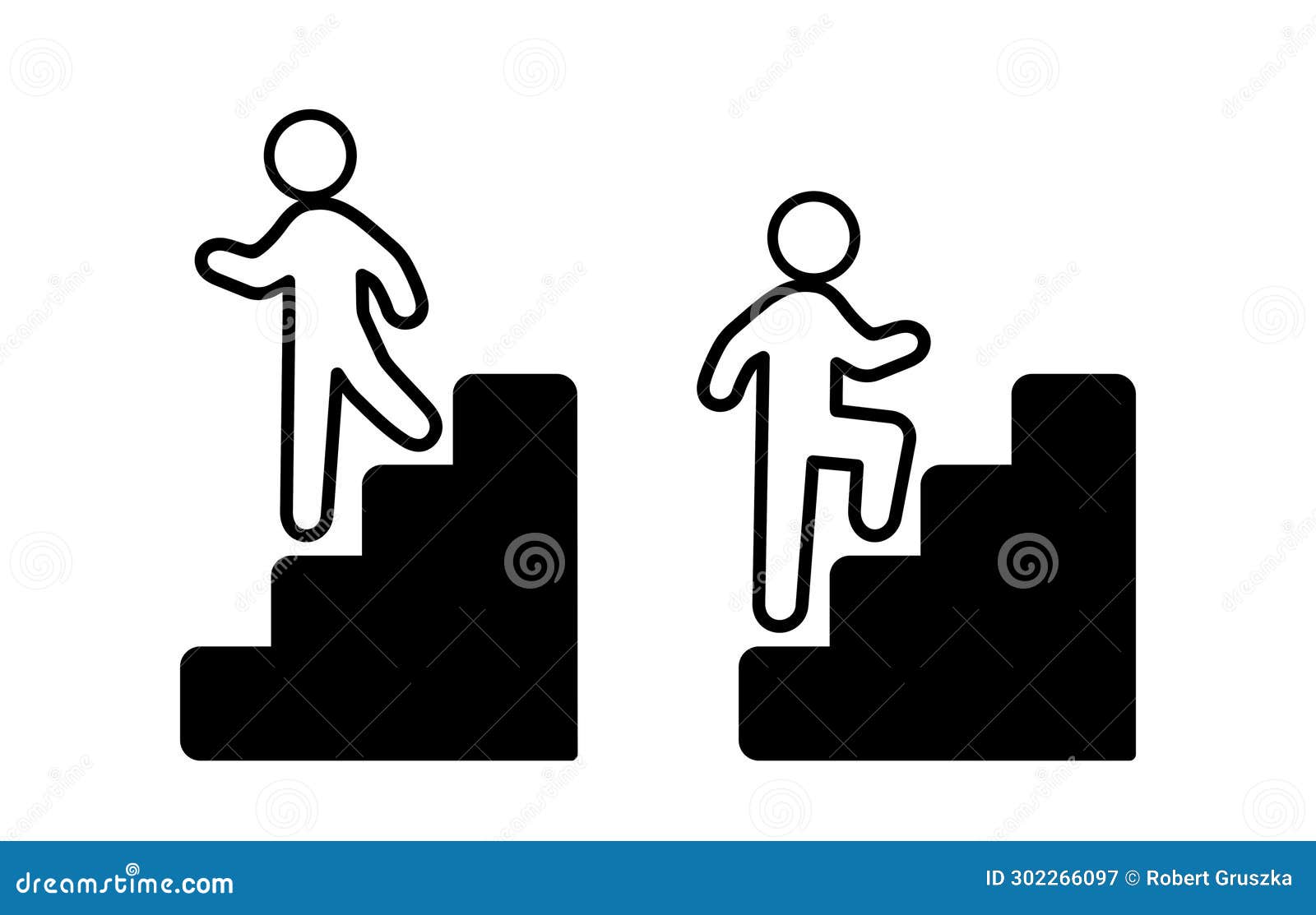 Icon of a Man on the Stairs Stock Vector - Illustration of silhouette ...