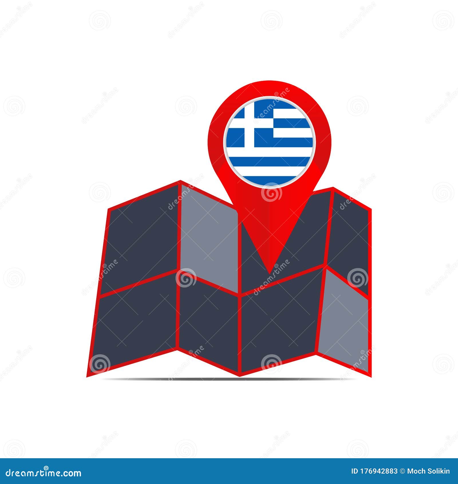 Icon Map Map of Greece with a Country Flag Stock Vector - Illustration ...
