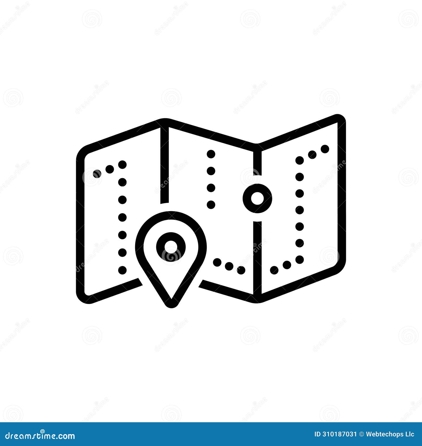 Black Line Icon for Map, Location and Direction Stock Vector ...