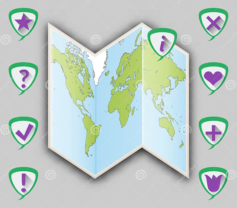 Icon Maps and Set of Flat Bubbles Pointers. Stock Vector - Illustration ...