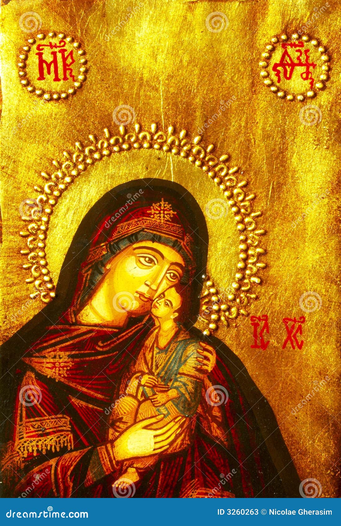 Icon of Mary and Baby Jesus Stock Image - Image of portrayal, jesus ...