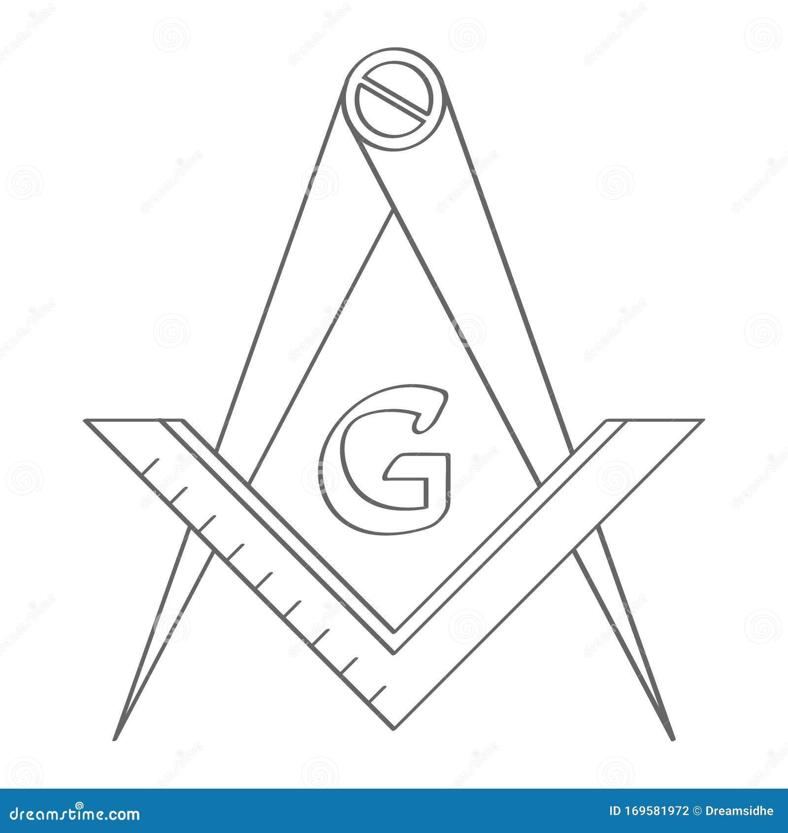 Icon with Masonic Square and Compasses for Your Design Stock Vector ...