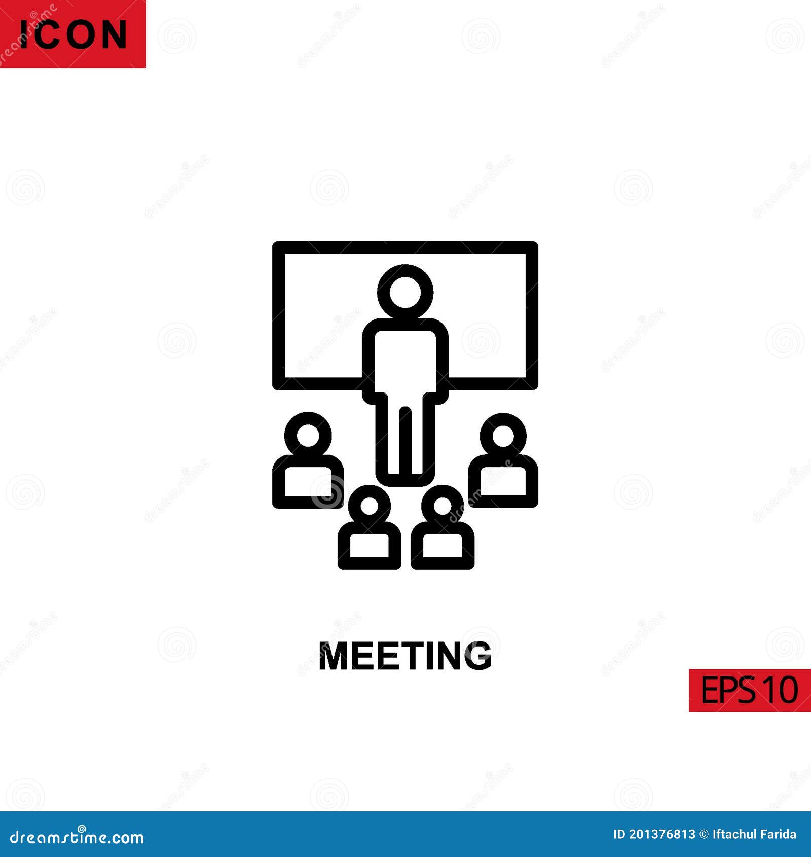 Icon Meeting with Presentation. Outline, Line or Linear Vector Icon ...