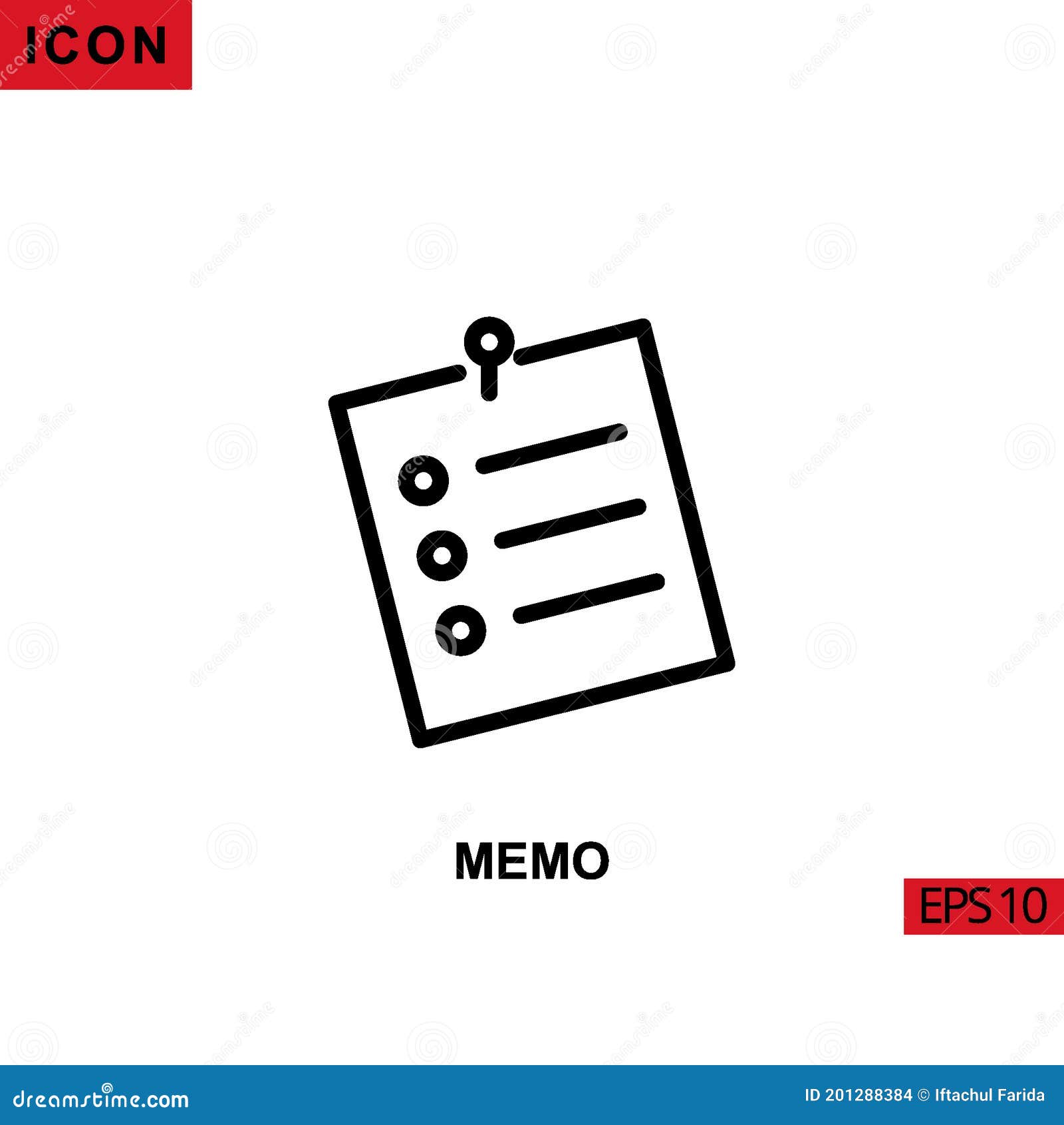 Icon Memo. Outline, Line or Linear Vector Icon Symbol Sign Collection ...