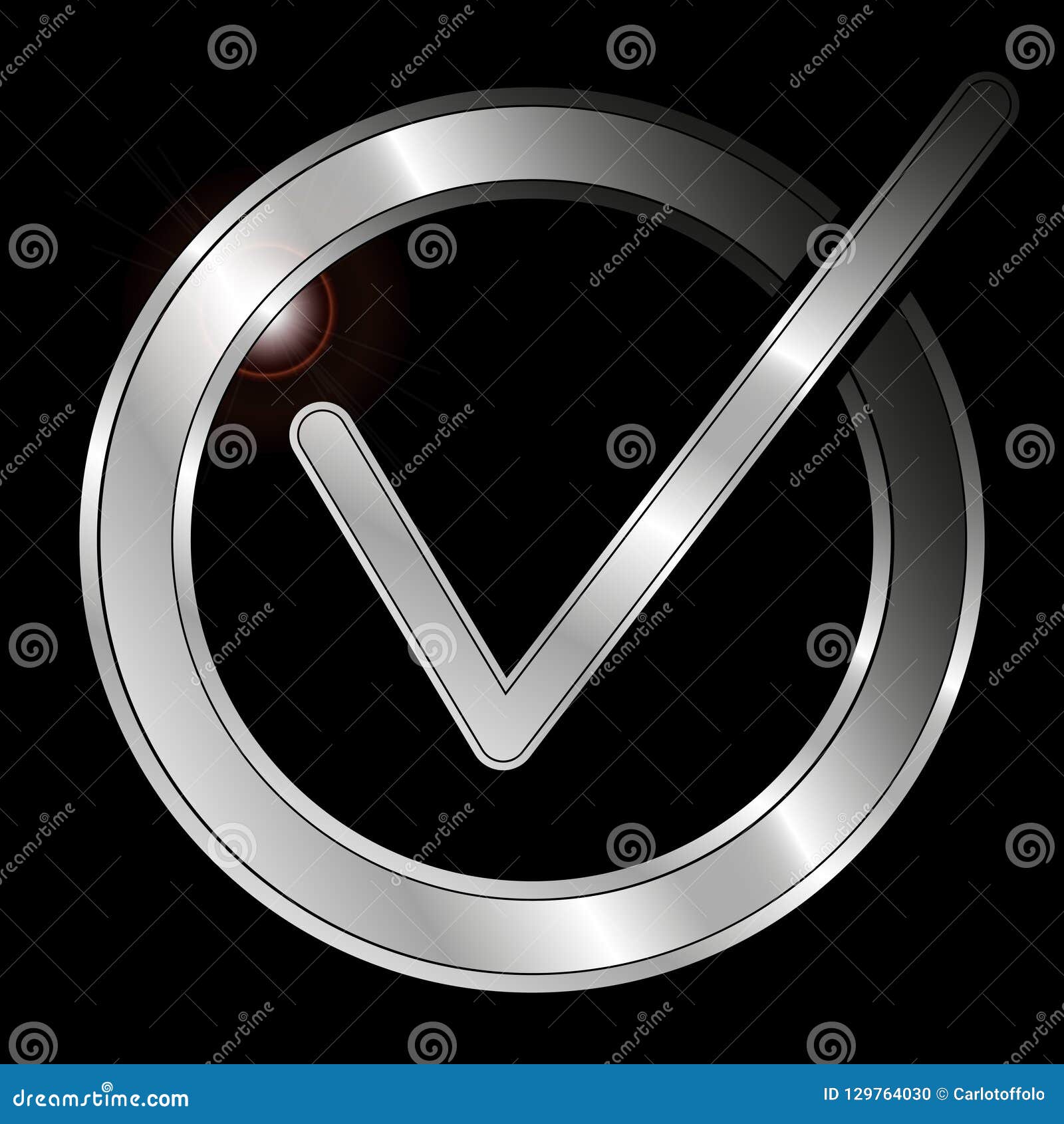 Icon Metallic Checkmark Isolated on Black Background - Vector Stock ...