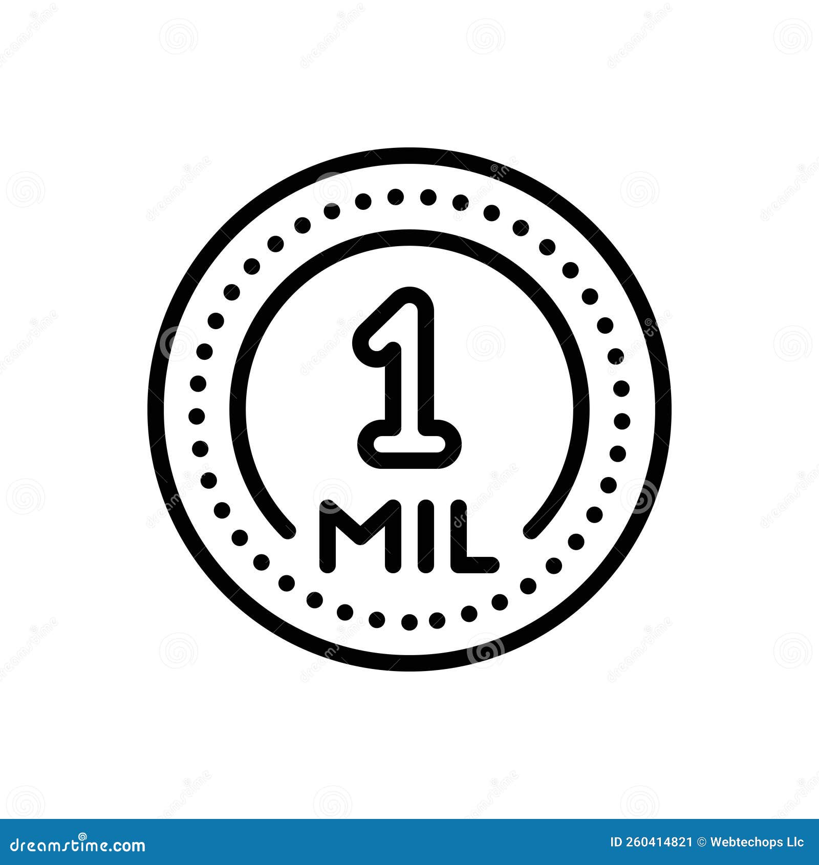 Black Line Icon for Mil, One and Million Stock Vector - Illustration of ...