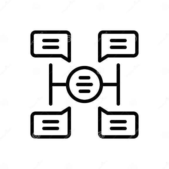 Black Line Icon for Mind Map, Connected and Workflow Stock Vector - Illustration of icon ...