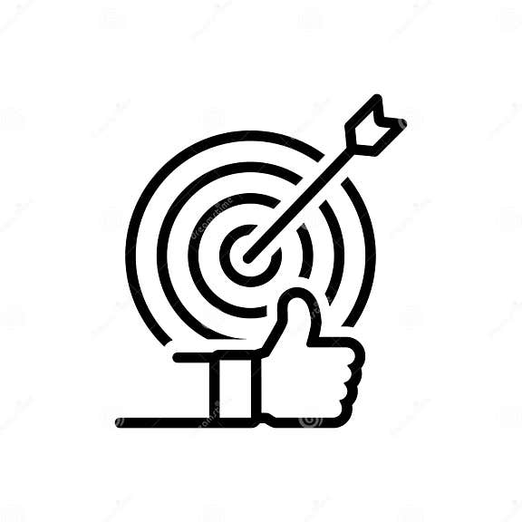 Black Line Icon for Mission, Target and Achieve Stock Vector ...