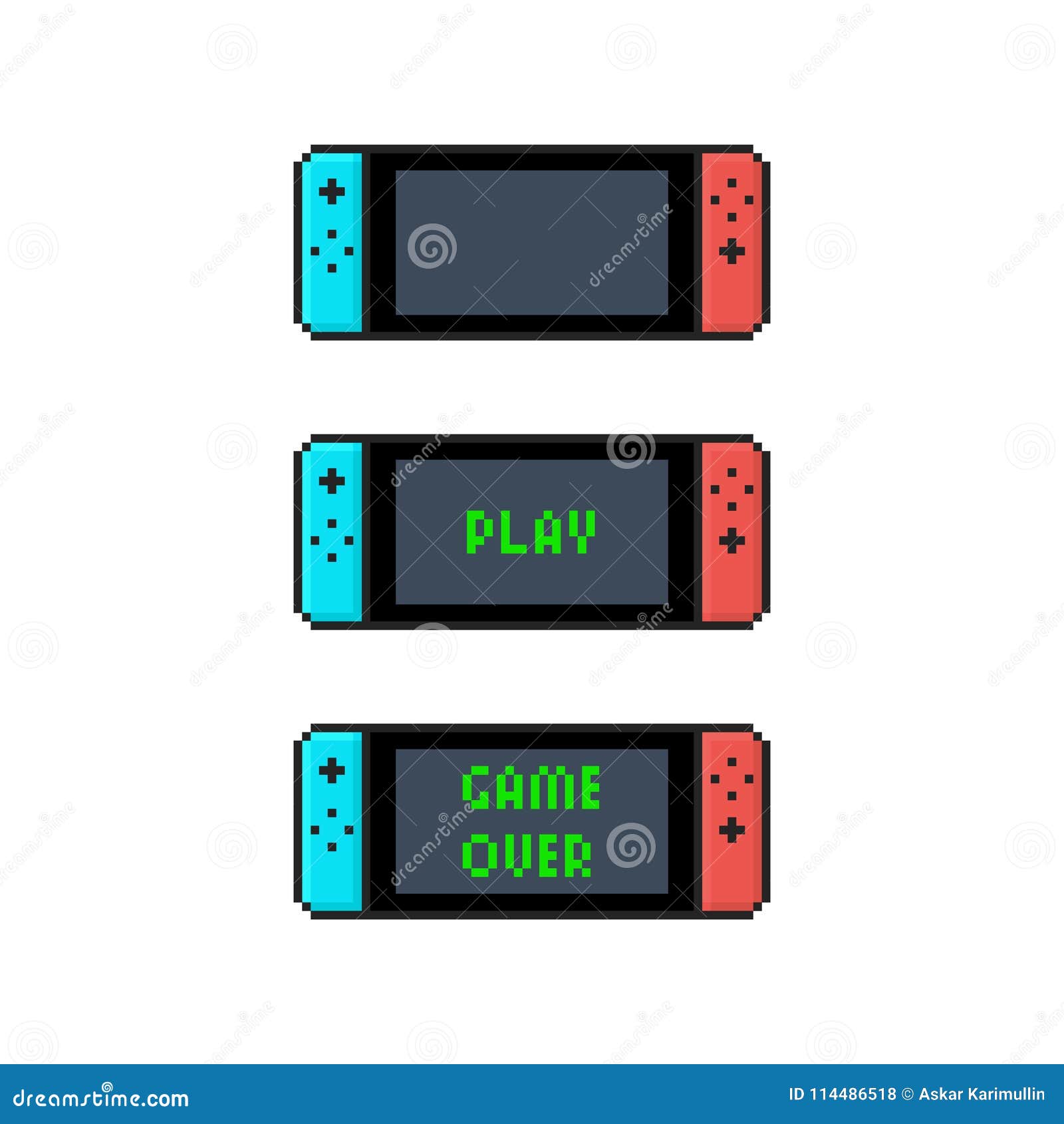 Icon of a Mobile Video Console. Pixel Art. Set Stock Illustration ...