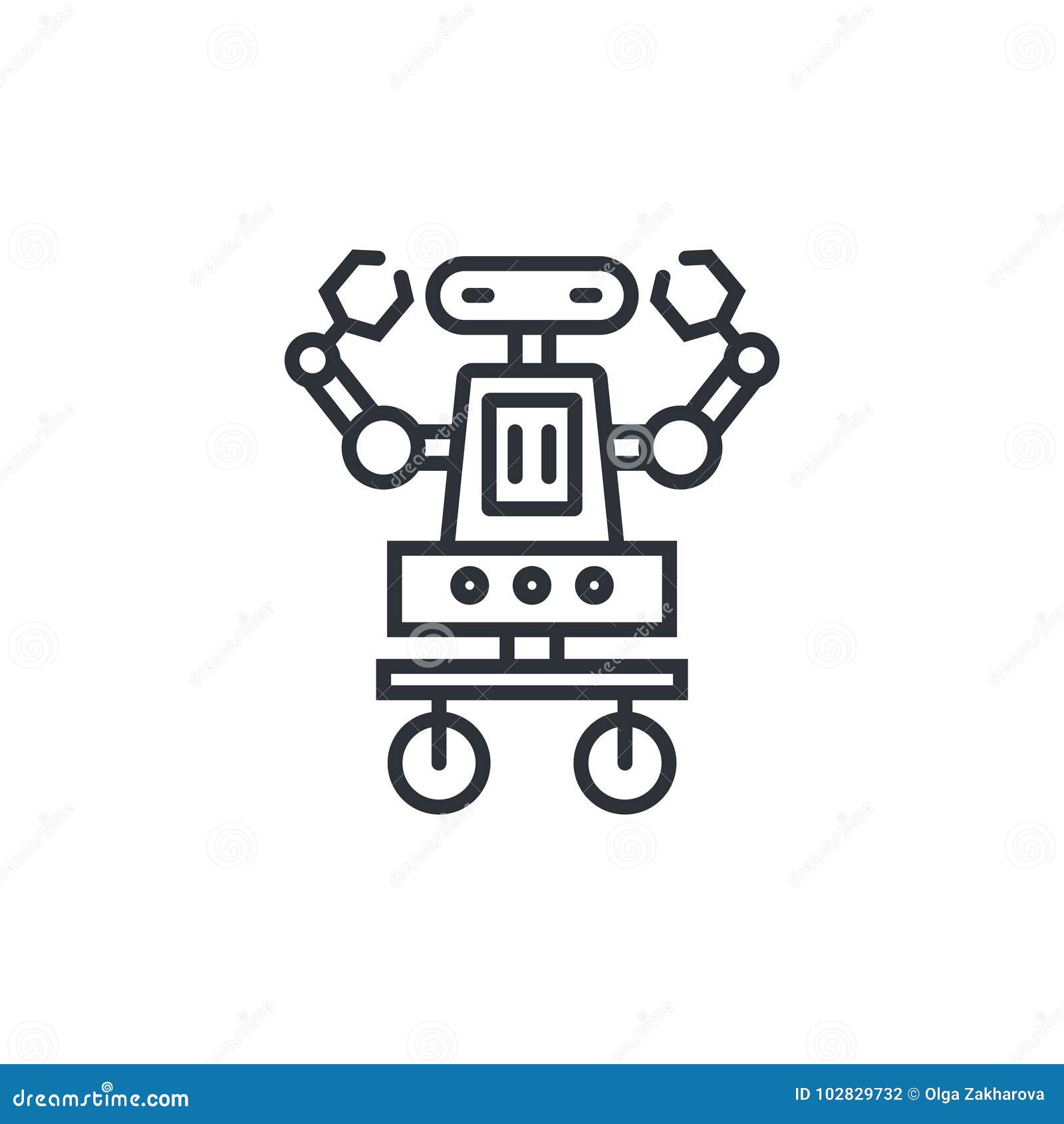 Cute Line Robot stock vector. Illustration of computer - 102829732