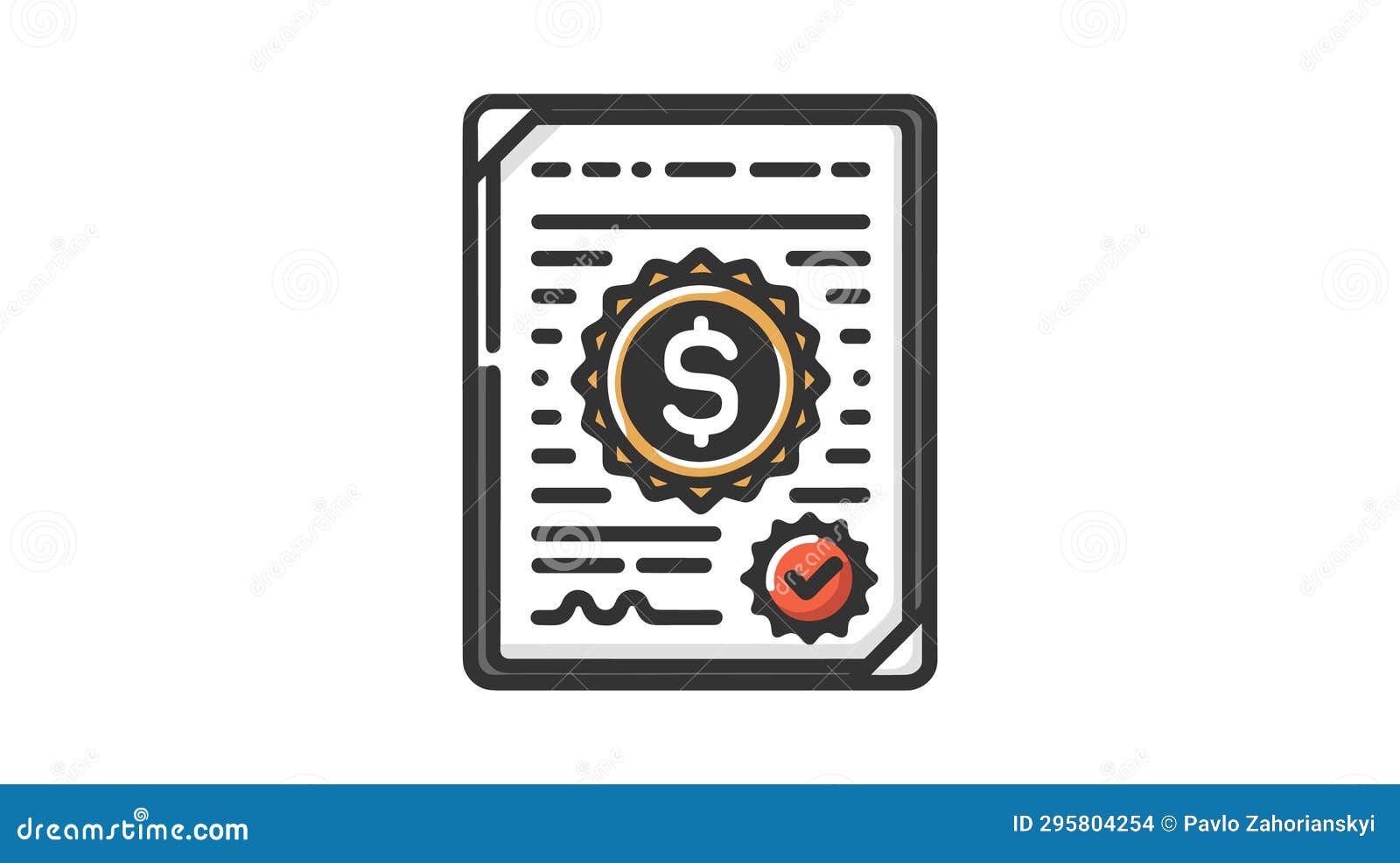 Icon of Money Contract with a Dollar Sign Inside a Seal, and a Red ...