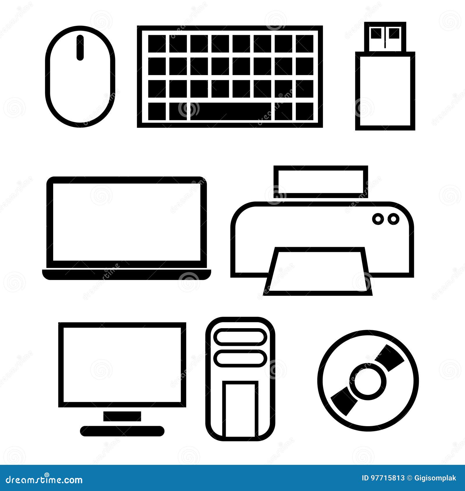 Icon Mouse, Keyboard, Usb, Flash Disk, Printer, Laptop, Disc, Cpu for ...