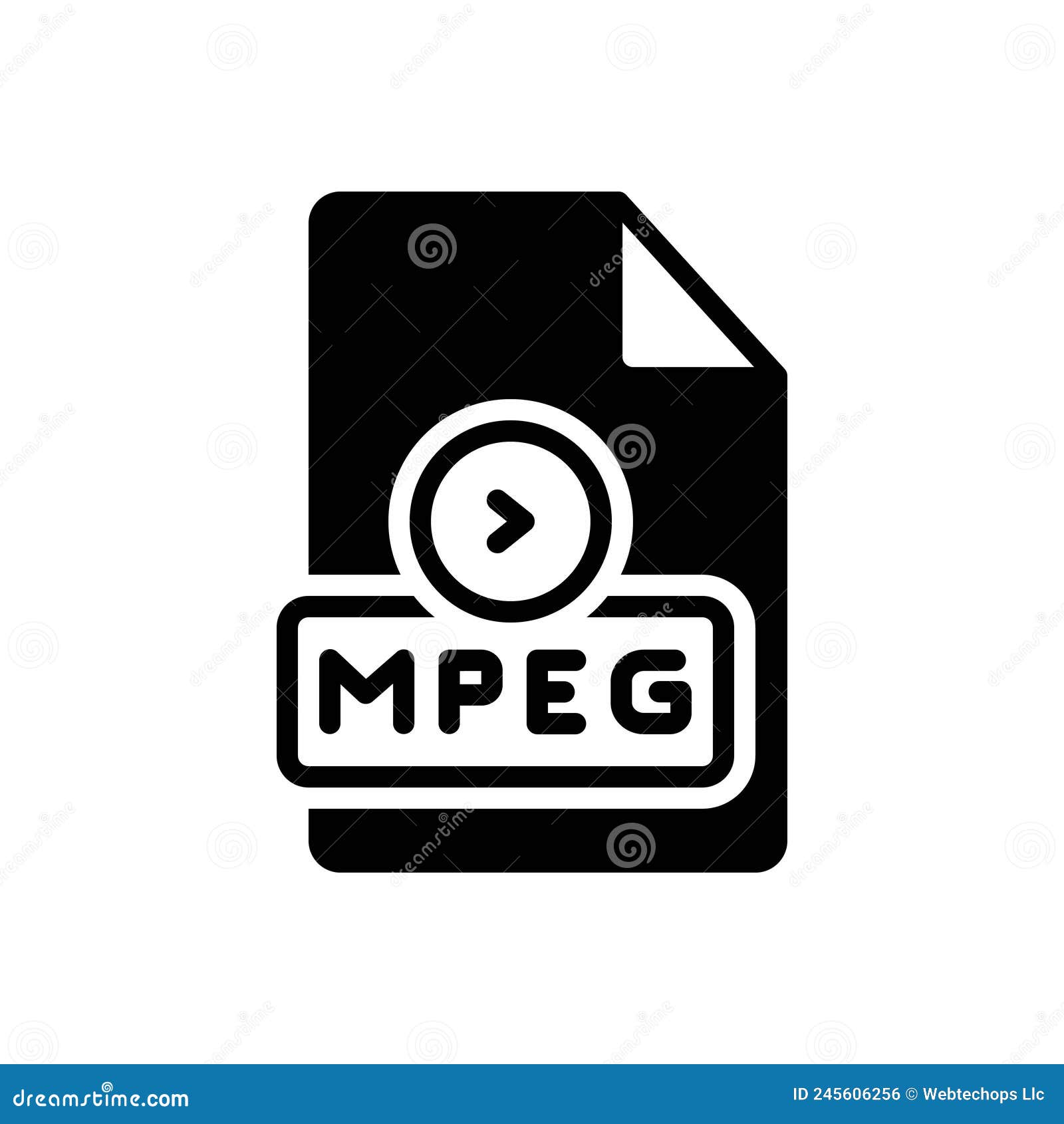 Black Solid Icon for Mpeg, Data and Document Stock Vector ...